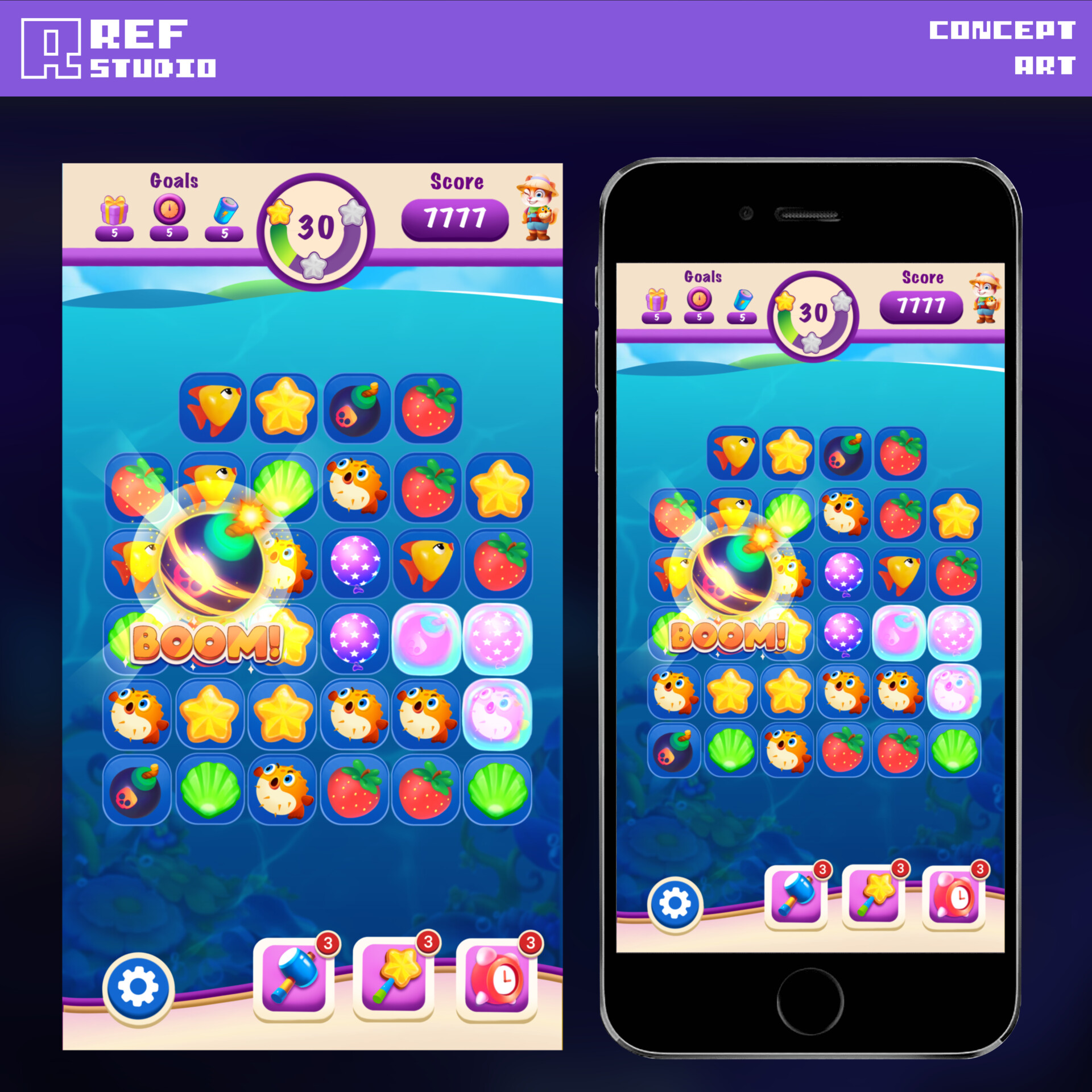 ArtStation - UX/UI Game Match-3 (Game Play)