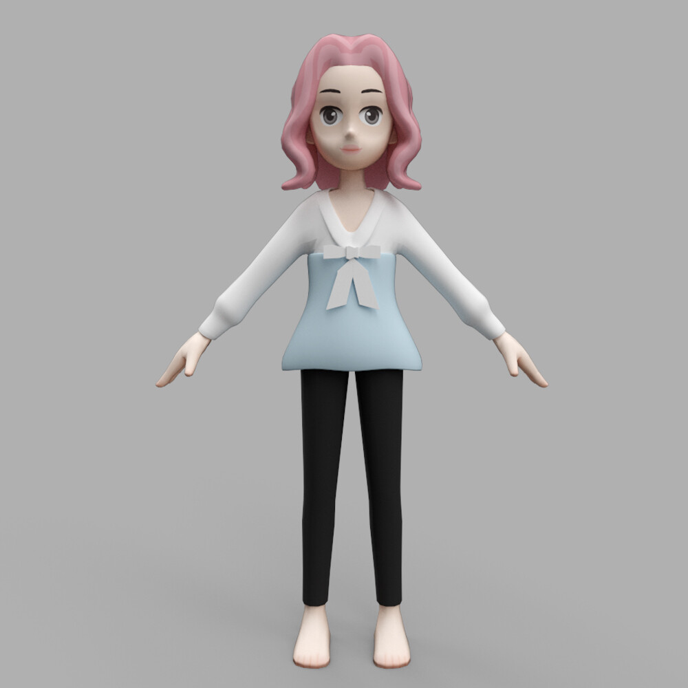ArtStation - Low Poly Girl Character Model