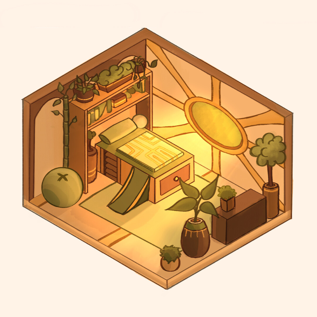 ArtStation - Diorama d'une chambre "SOLARPUNK"