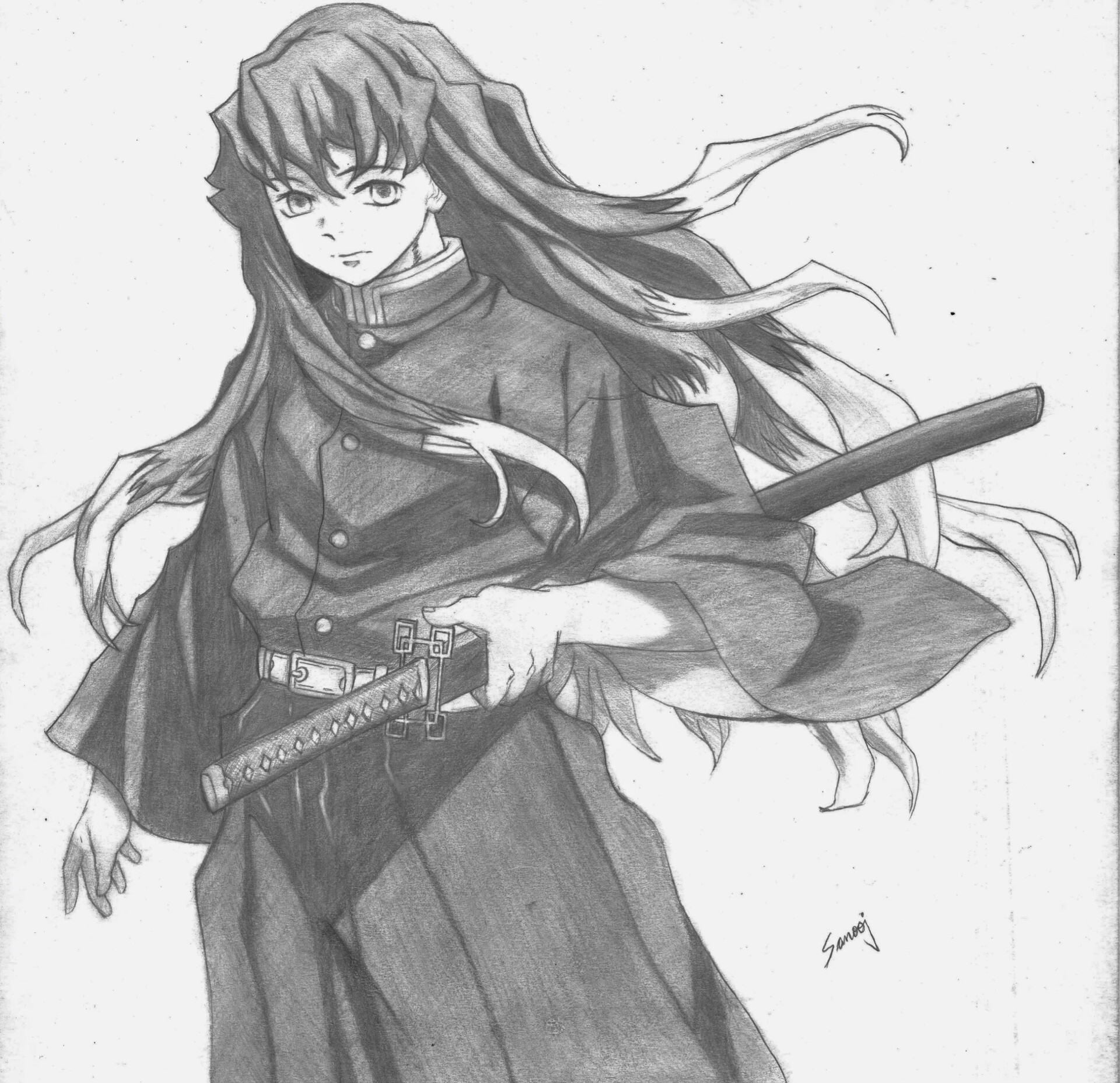 ArtStation - Muichiro Tokito pencil sketch