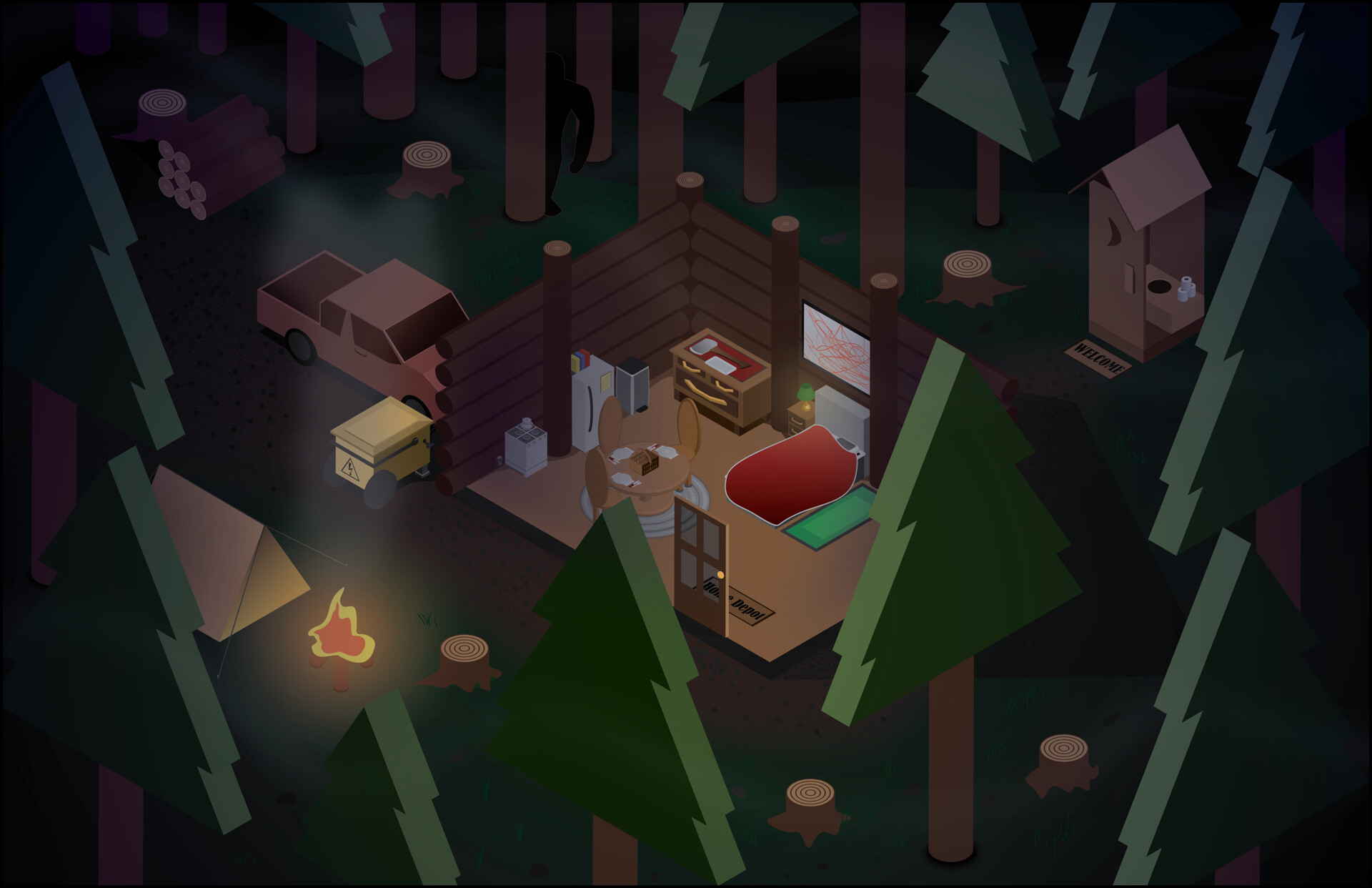 ArtStation - Isometric Log Cabin
