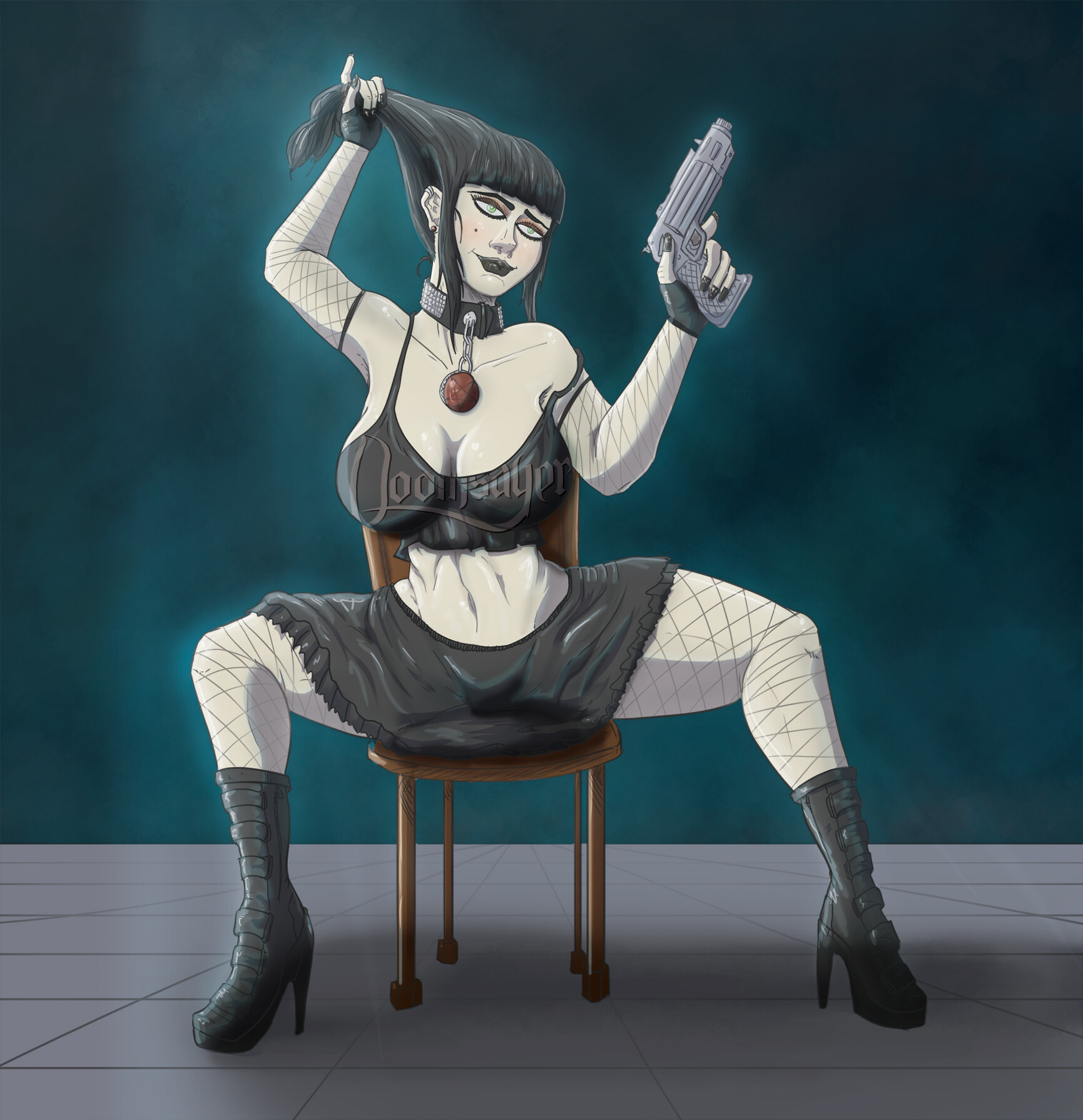 ArtStation - Thicc Goth Girl with Gun