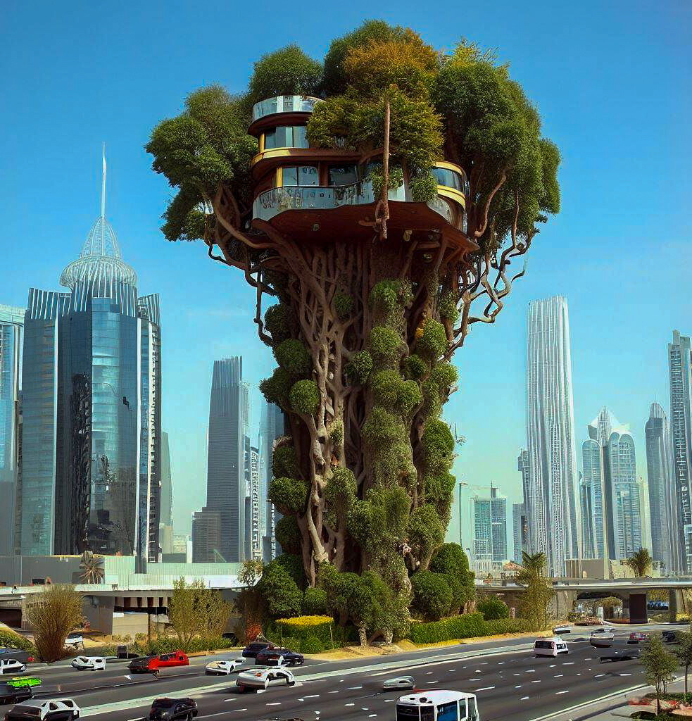 ArtStation - rooted treetop tower building