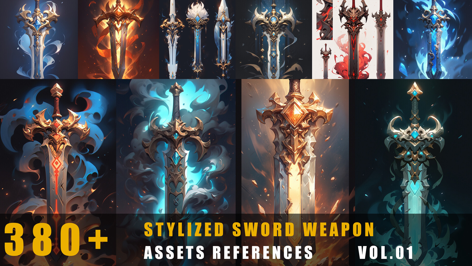WaterLaw's Studio - 380+ Stylized Sword Weapon - Assets References Vol.01