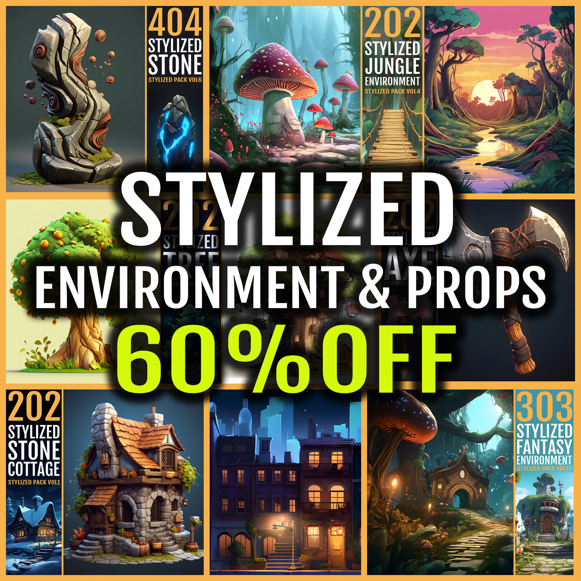 ArtStation - 27 Stylized Environment & Props Bundle - 60% Discount