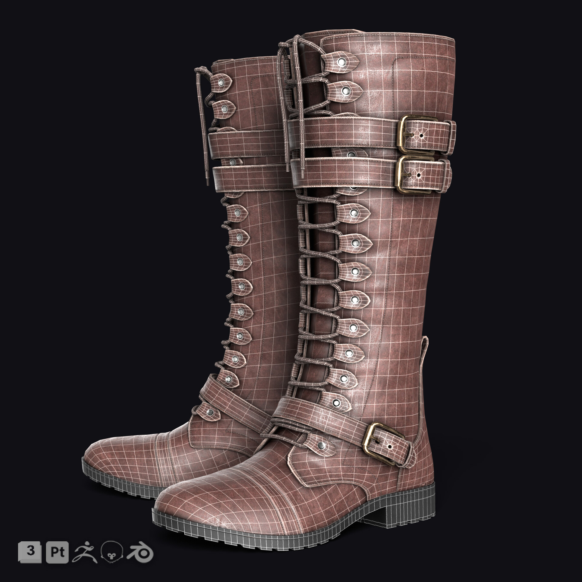 S.Javad Hashemi - Leather Assassins Boots Low-poly 3D model PBR