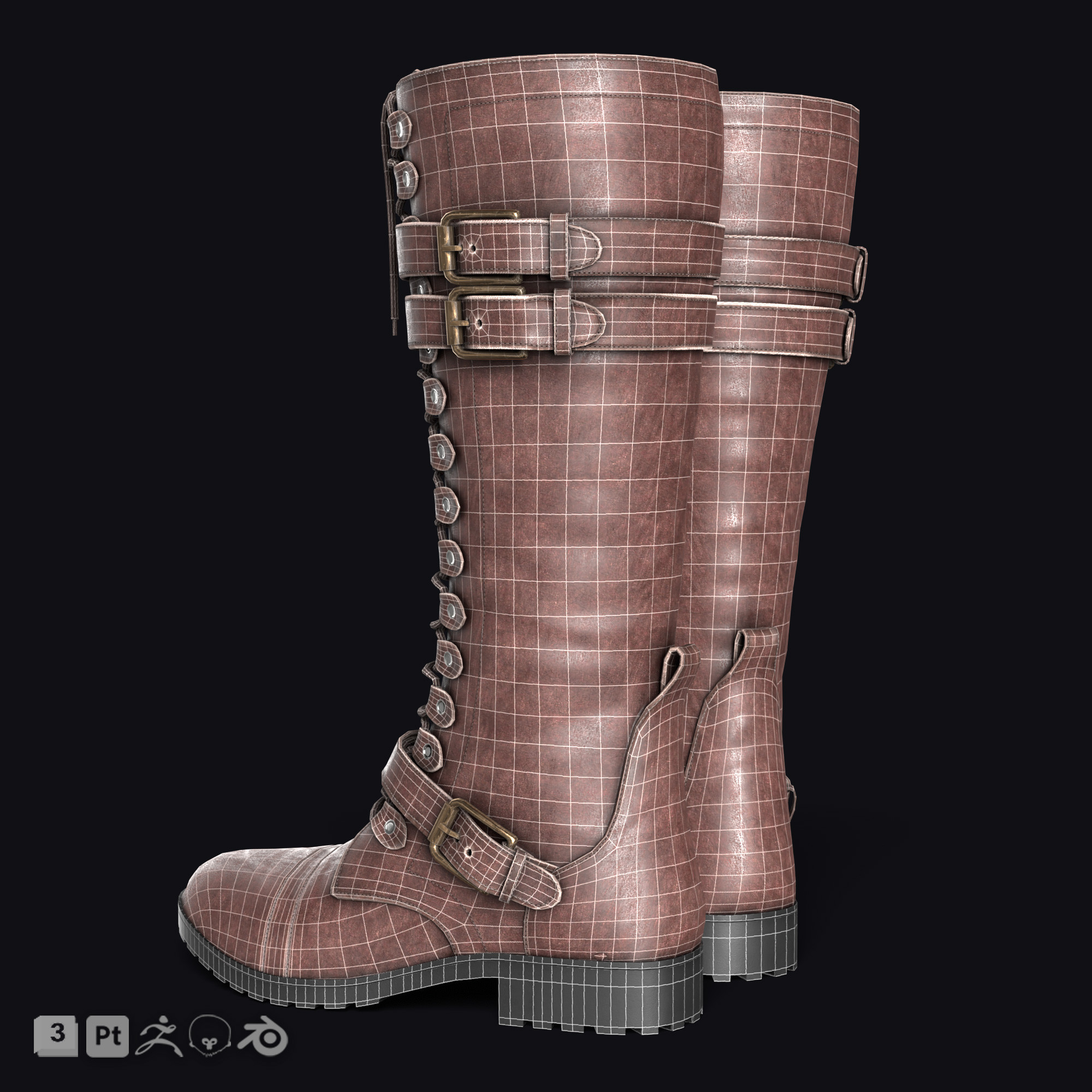S.Javad Hashemi - Leather Assassins Boots Low-poly 3D model PBR