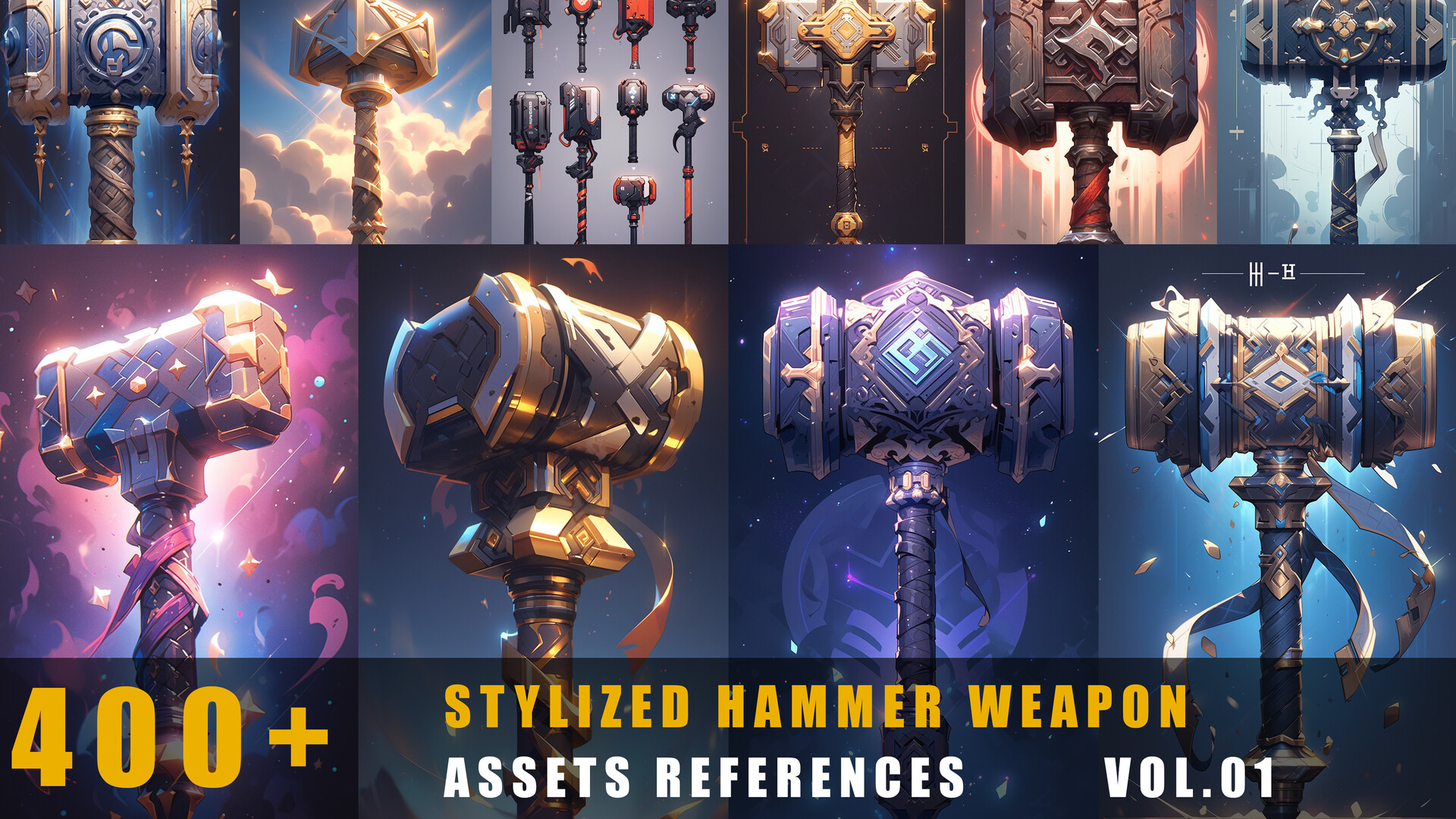 WaterLaw's Studio - 400+ Stylized Hammer Weapon - Assets References Vol.01