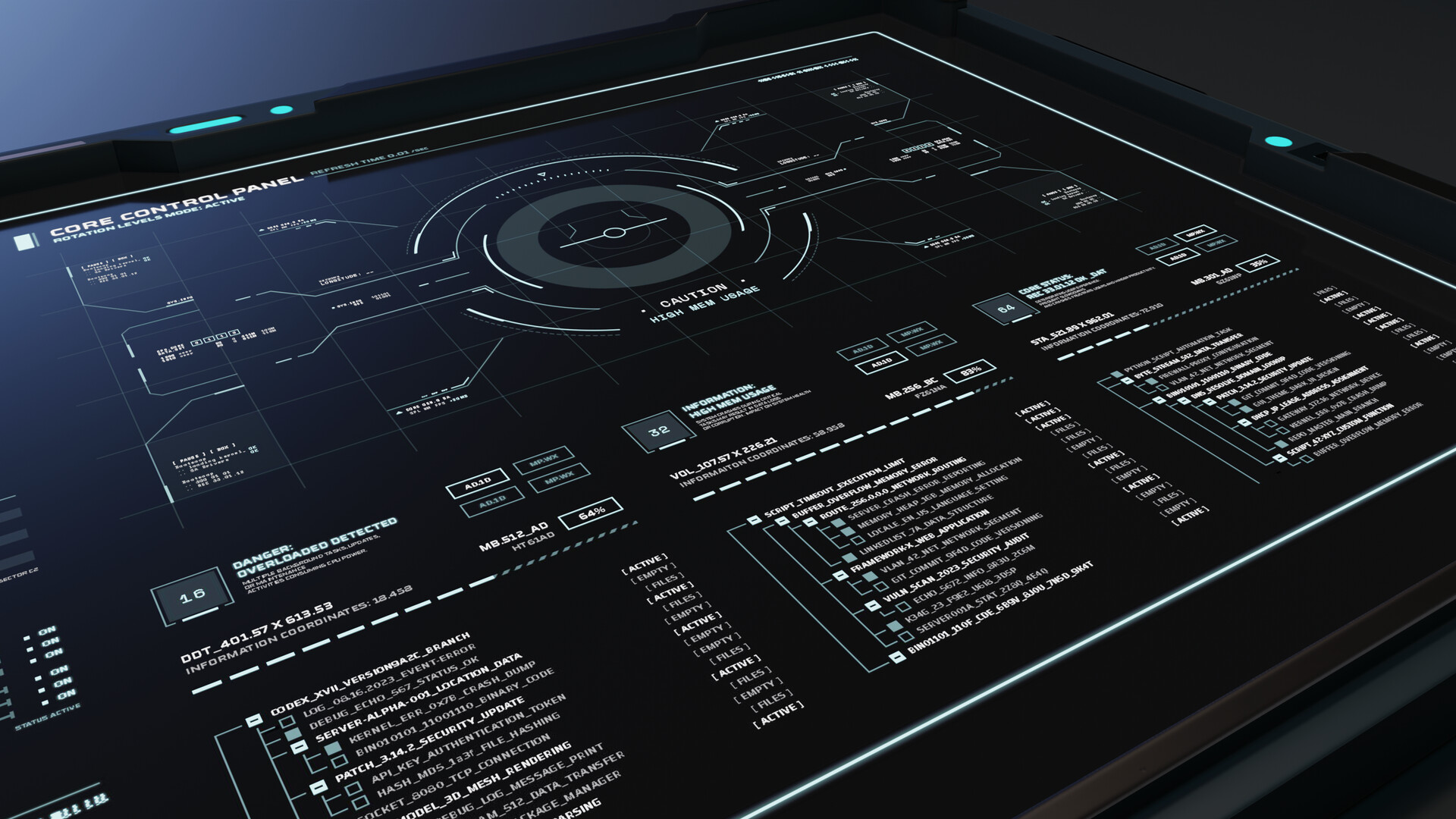 futuristic control panel ui