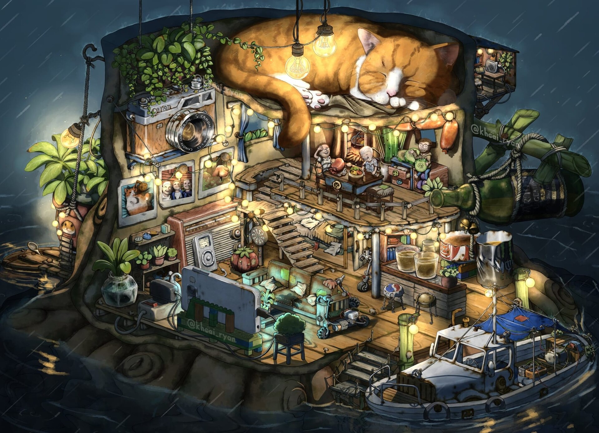 ArtStation - Peace Full Night - Isometric House