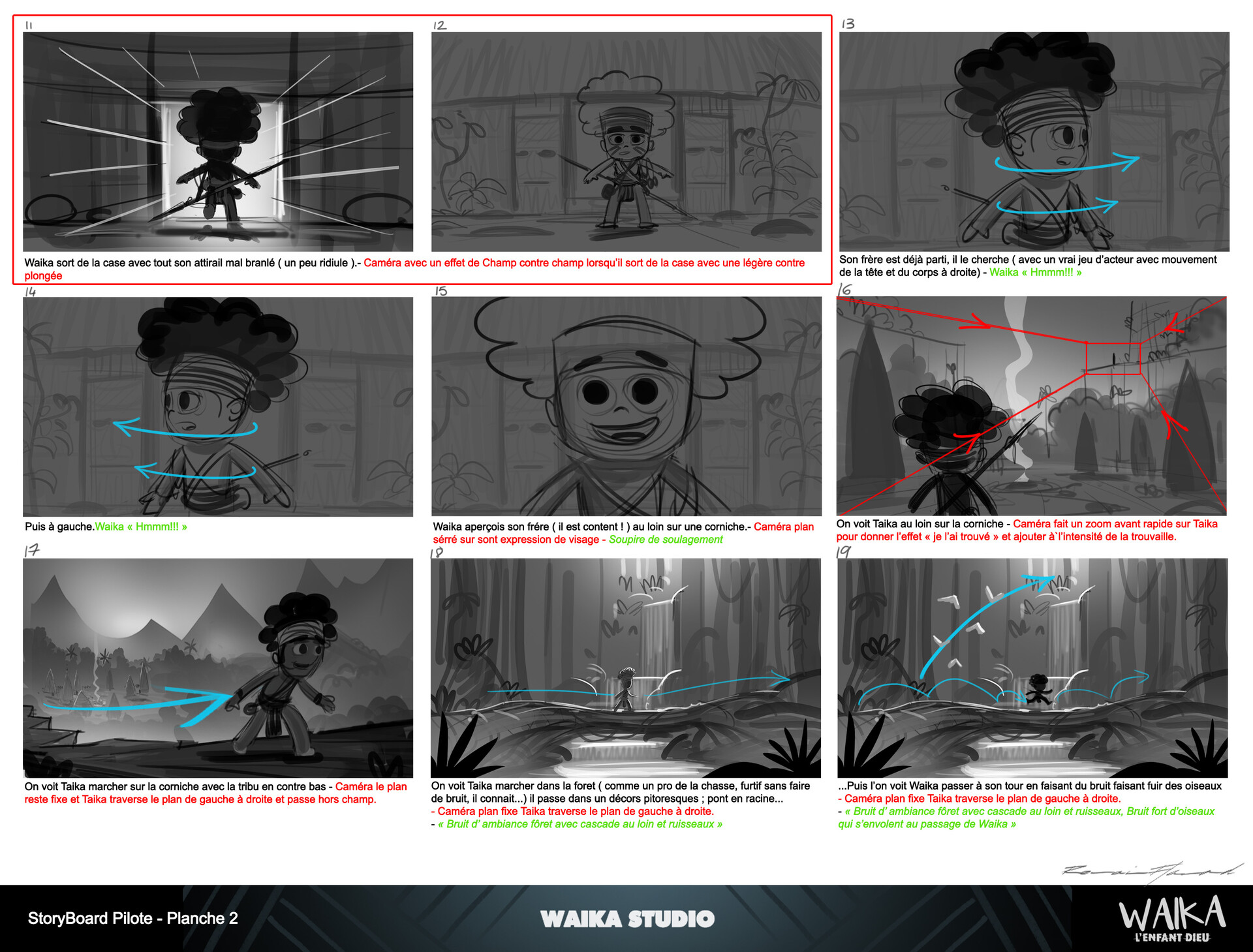 romain flamand - StoryBoard pilote animation Waika L'enfant Dieu