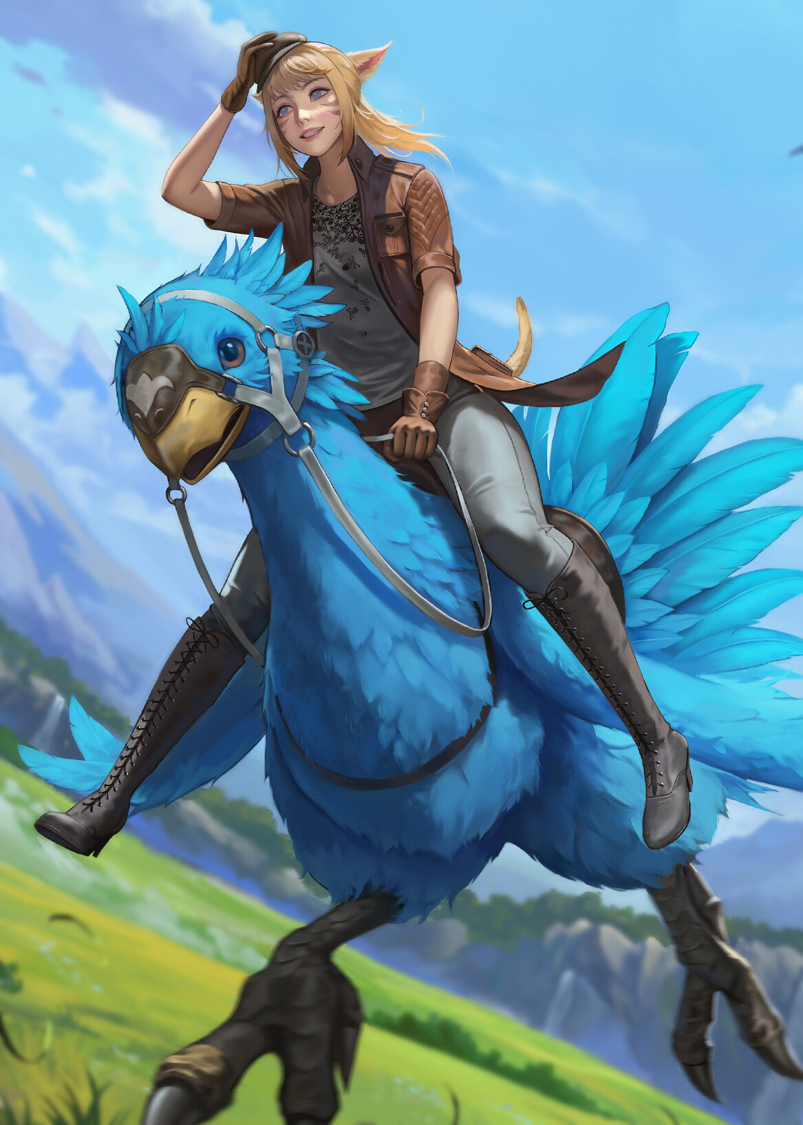 Nibelart - Selina riding Chocobo