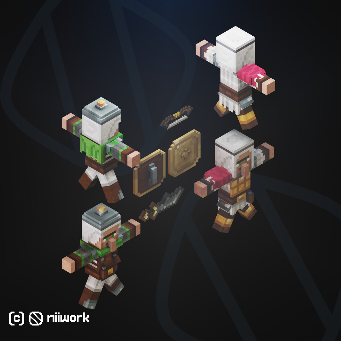 ArtStation - Minecraft - Saracen and Archer villagers