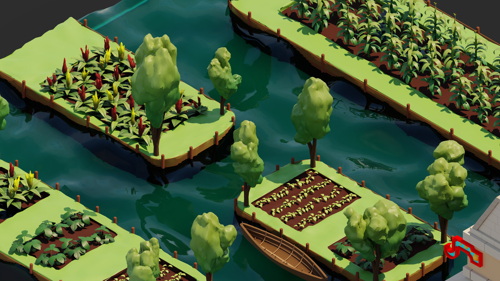 Andreas Klytta - Aztec Chinampas - Isometric Art