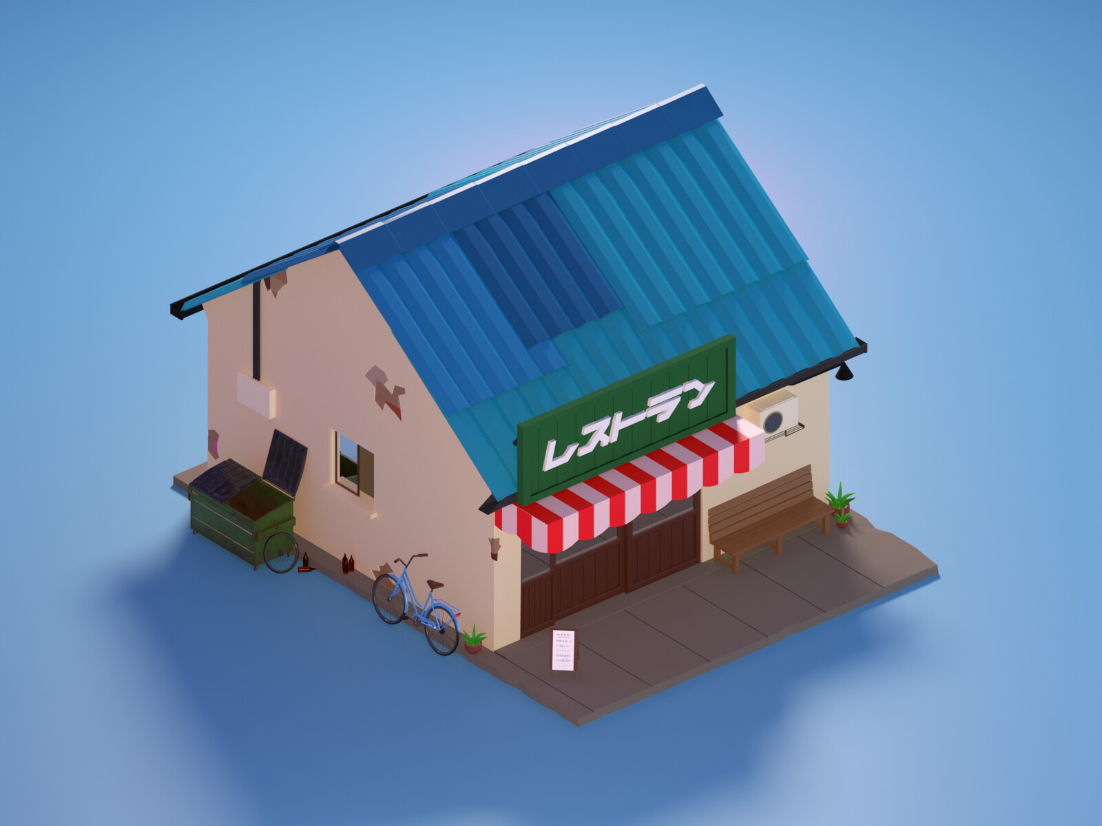 ArtStation - Isometric 3D Model of a Cozy Local Shop in Blender