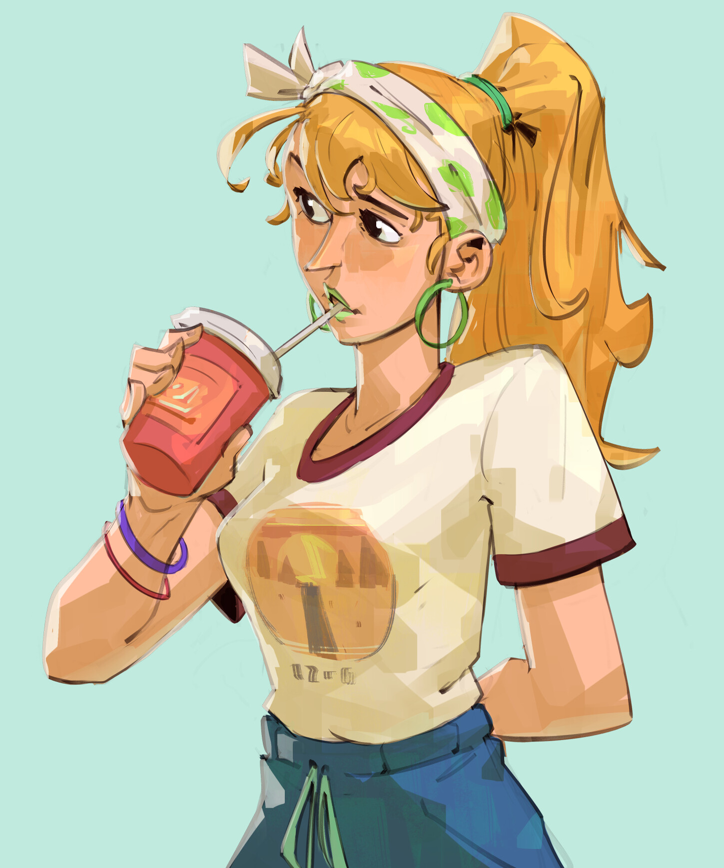 ArtStation - Girl drinking soda