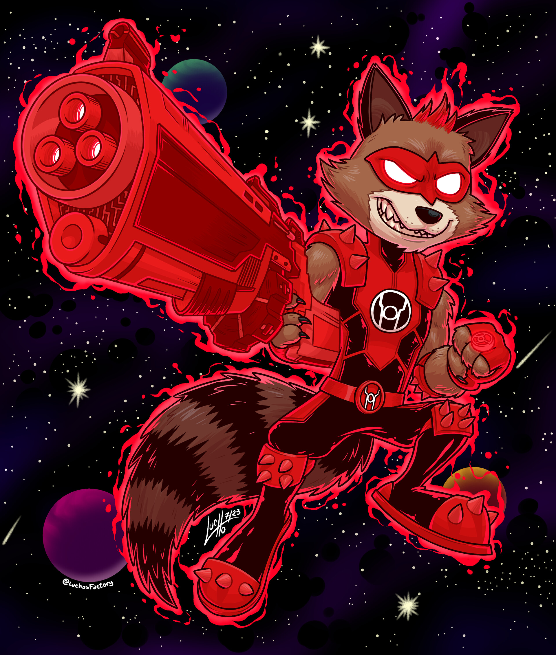 ArtStation - Red Lantern Rocket Raccoon Commission