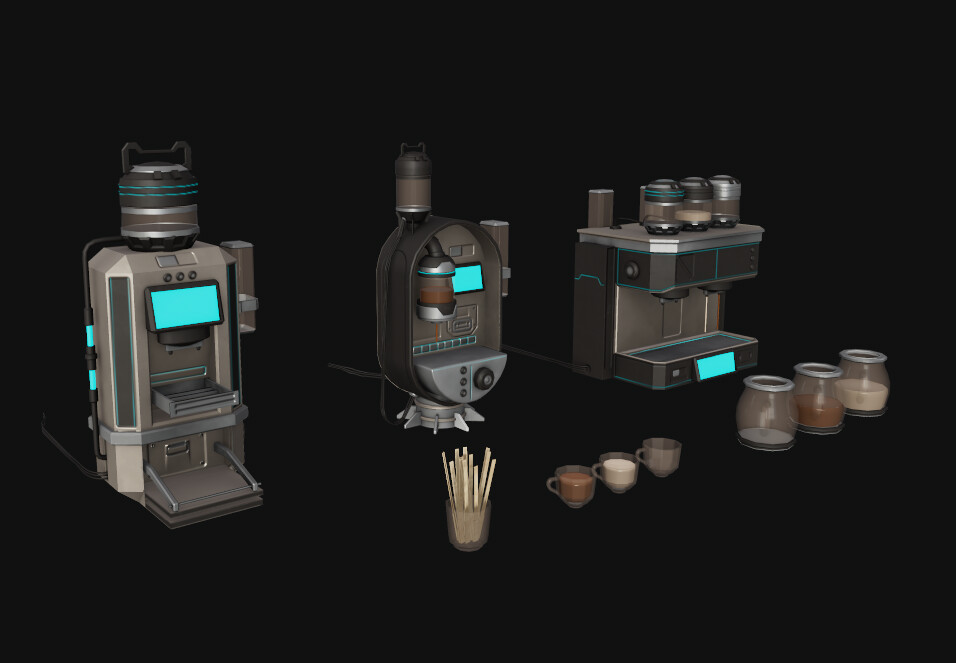 Maria Magdi (Riaa) - stylized sci-fi coffee machines ( ventri company ...