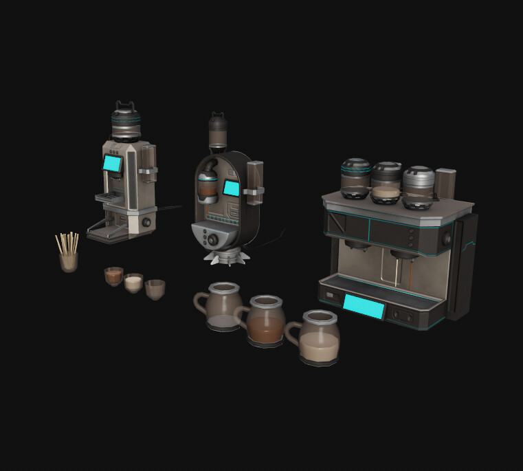 Maria Magdi (Riaa) - stylized sci-fi coffee machines ( ventri company ...