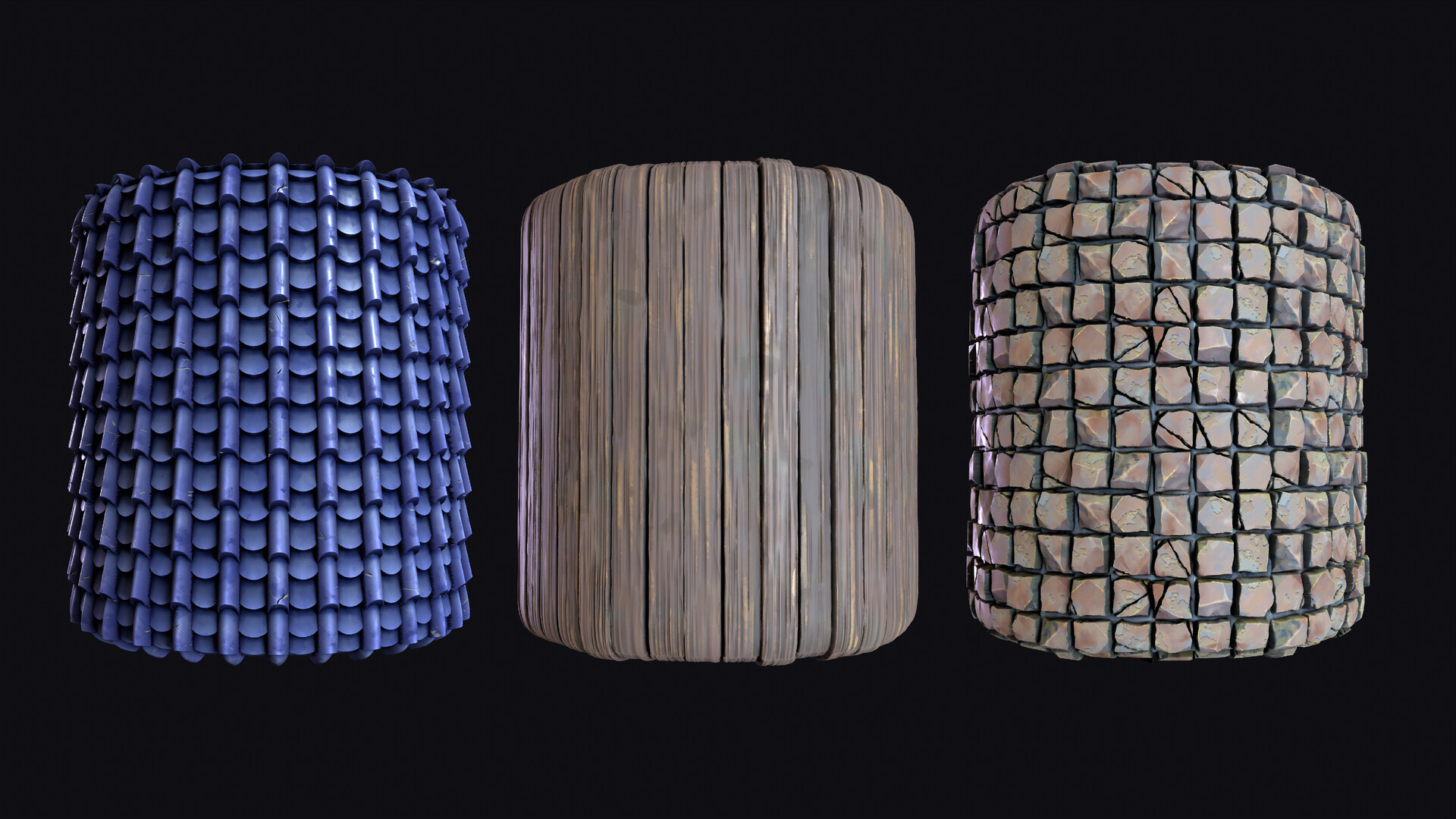 ArtStation - Stylized roof tiles, planks and stone floor