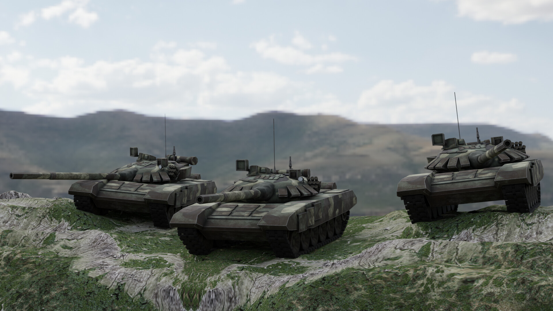 ArtStation - Tanks on mountain Scene