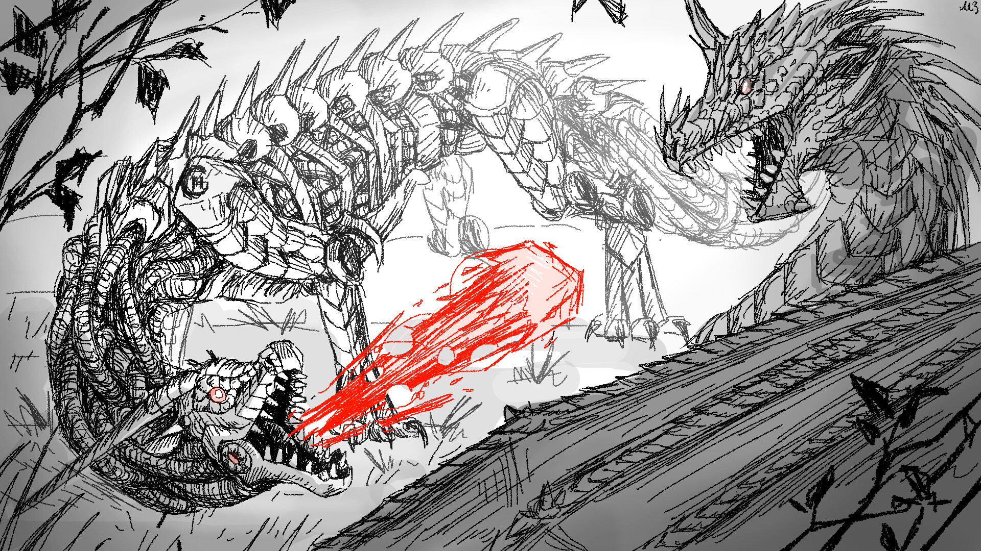 ArtStation - Tera 03 vs Dragon (book illustration)