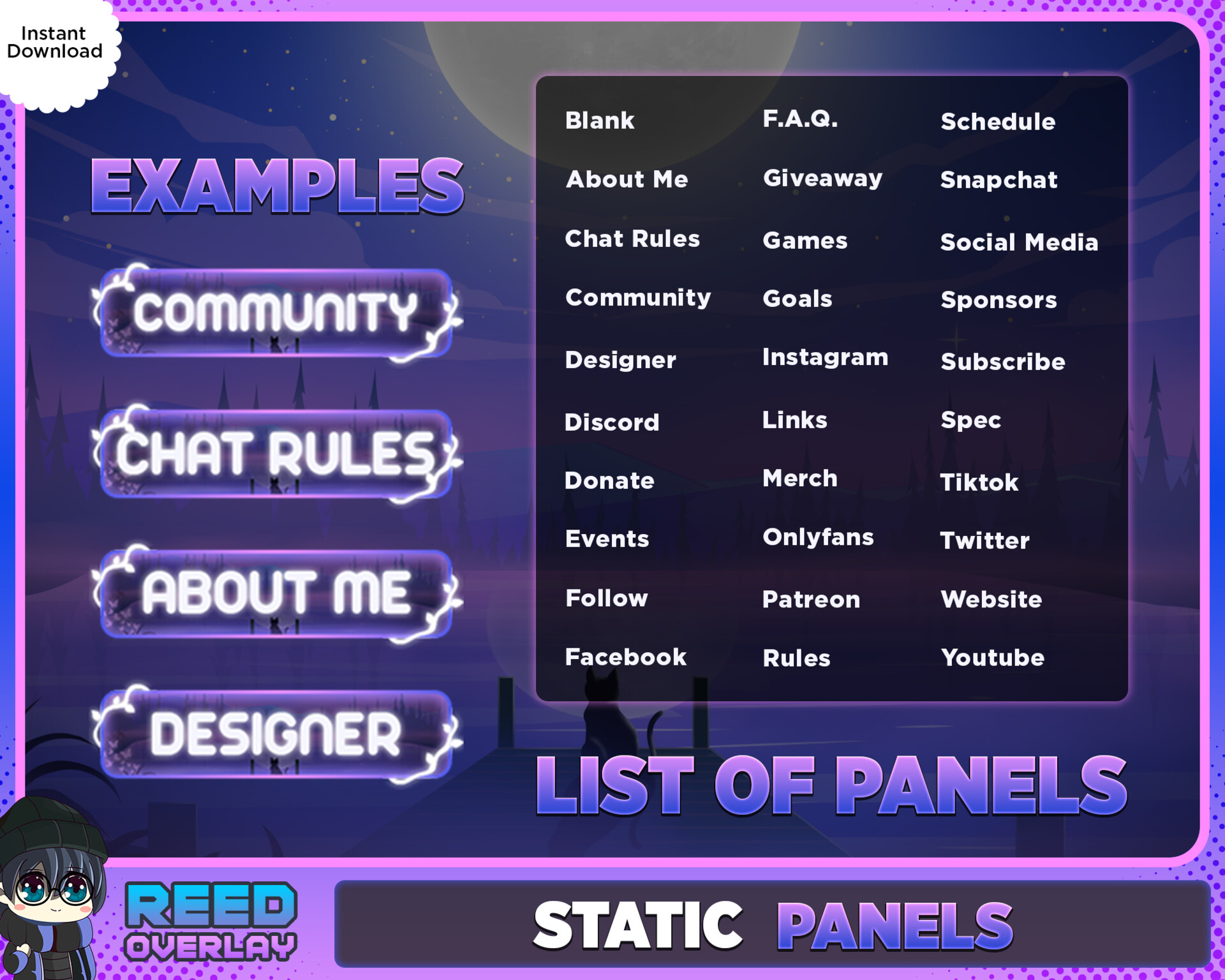 Clow Reed - "Moon Lake" Twitch Overlay Package