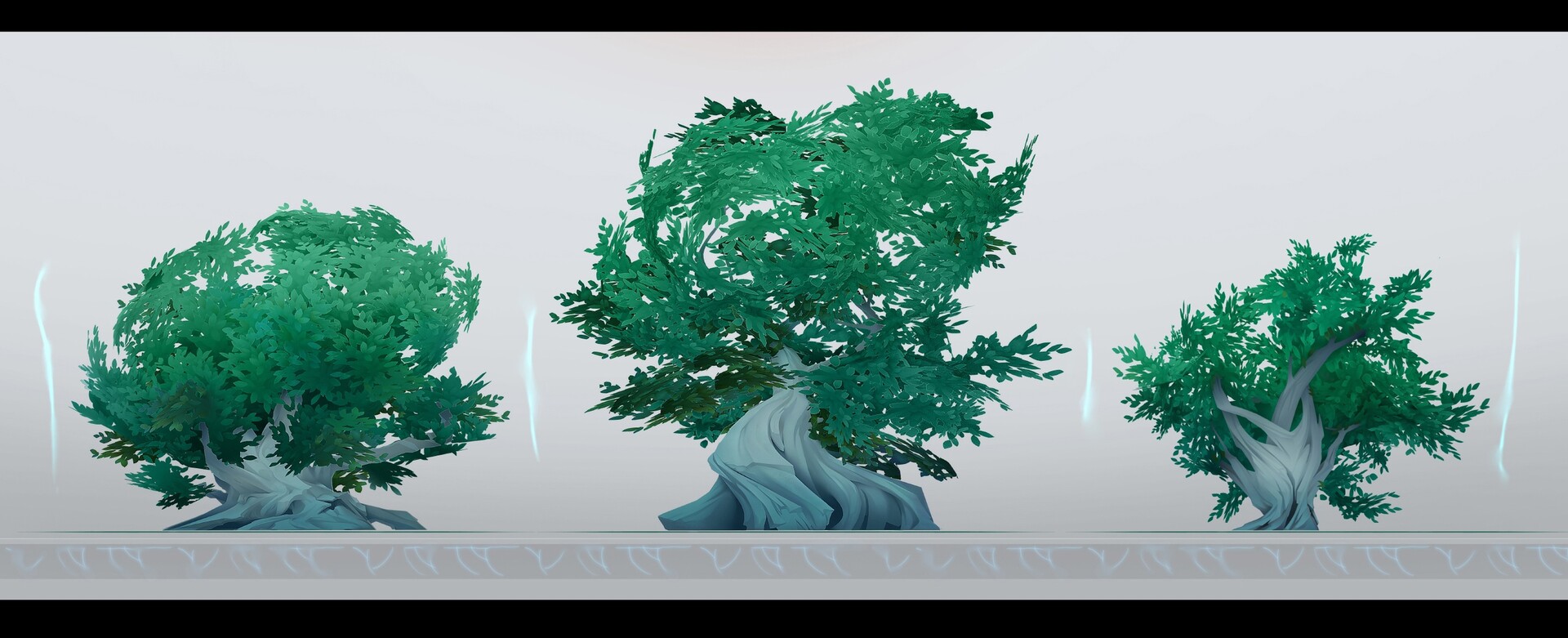 ArtStation - stylized handpaint trees concept art
