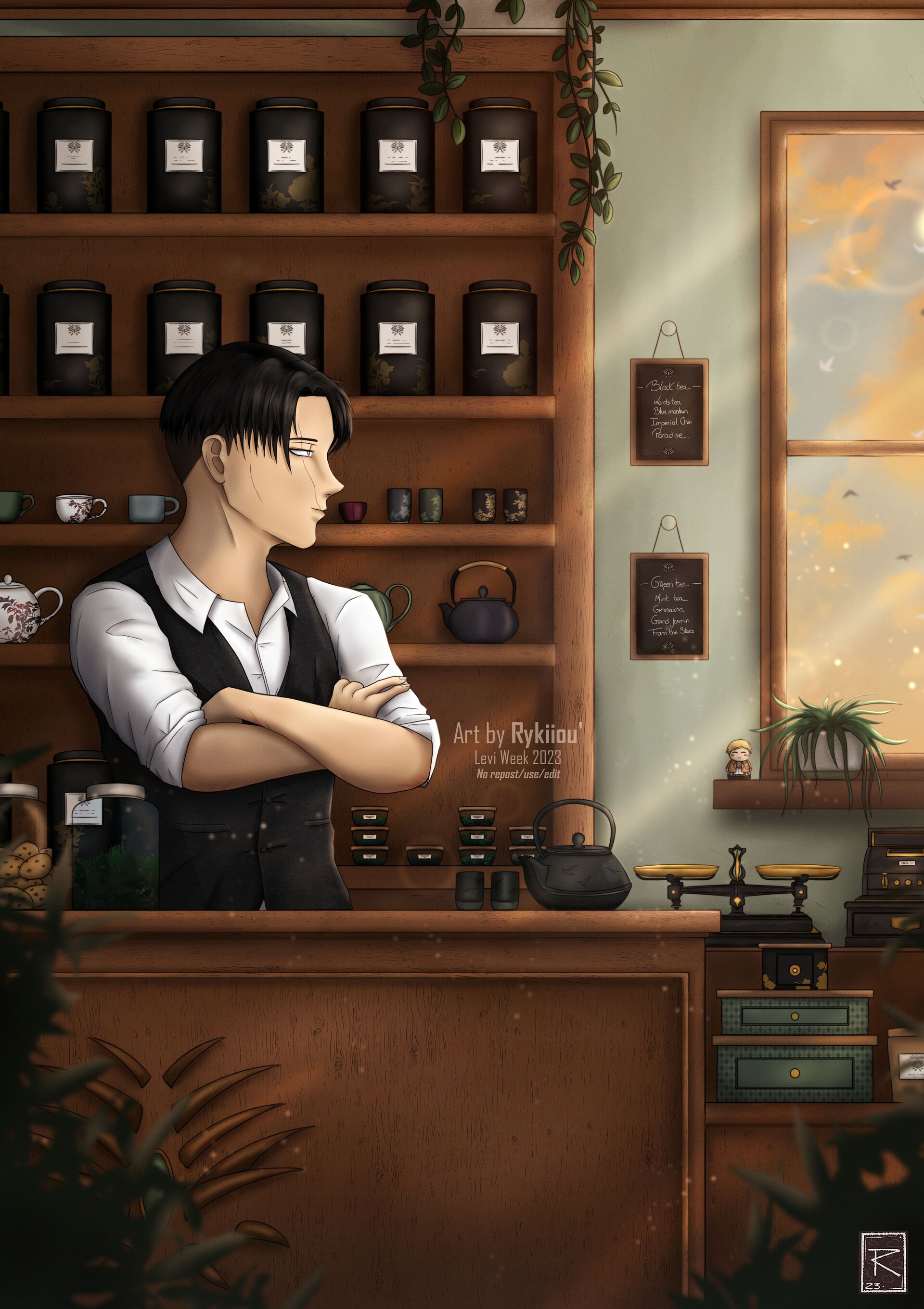 ArtStation - [AOT / Levi Week] "Tea Shop" 💚
