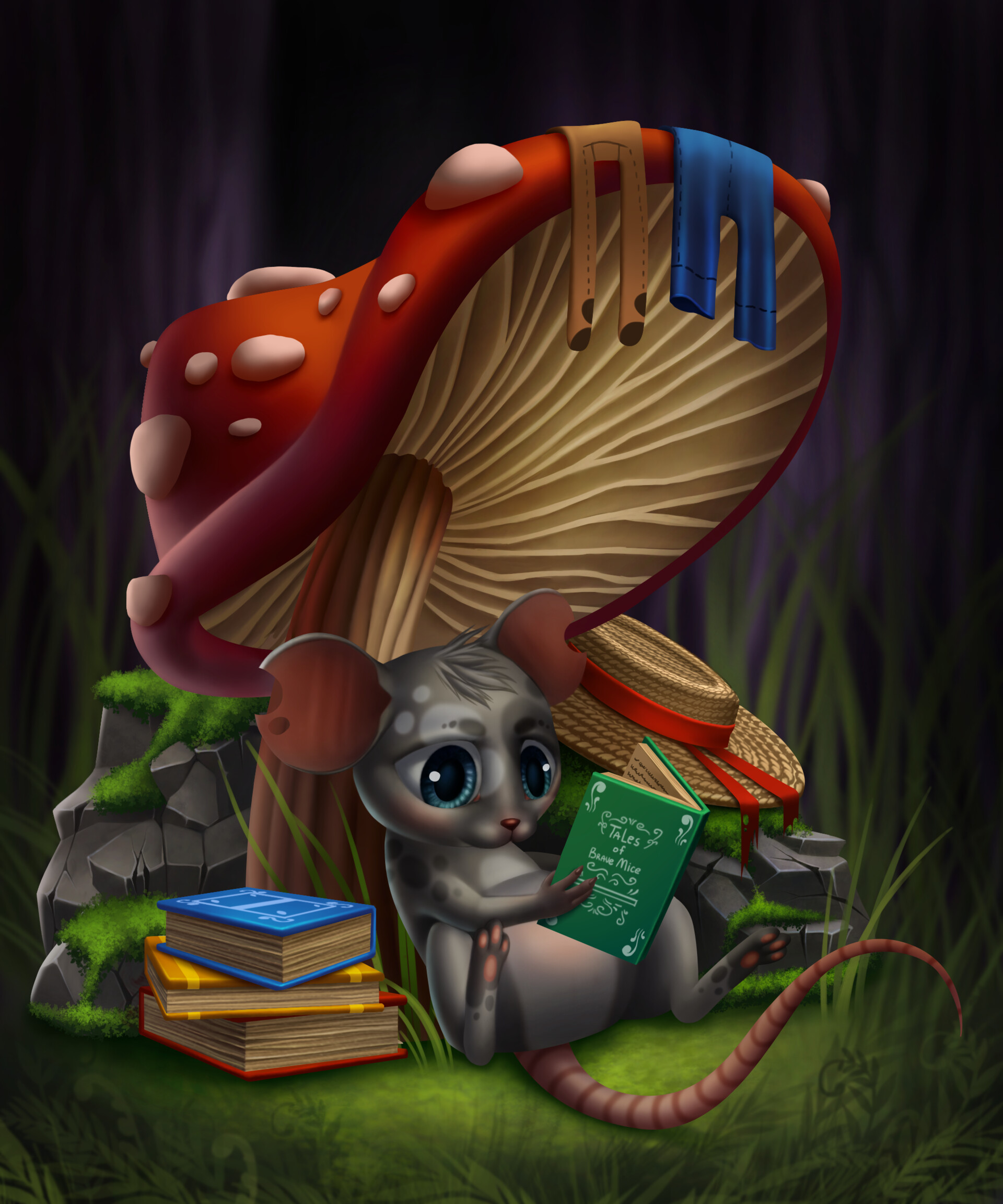 ArtStation - Little mouse reading it's little book