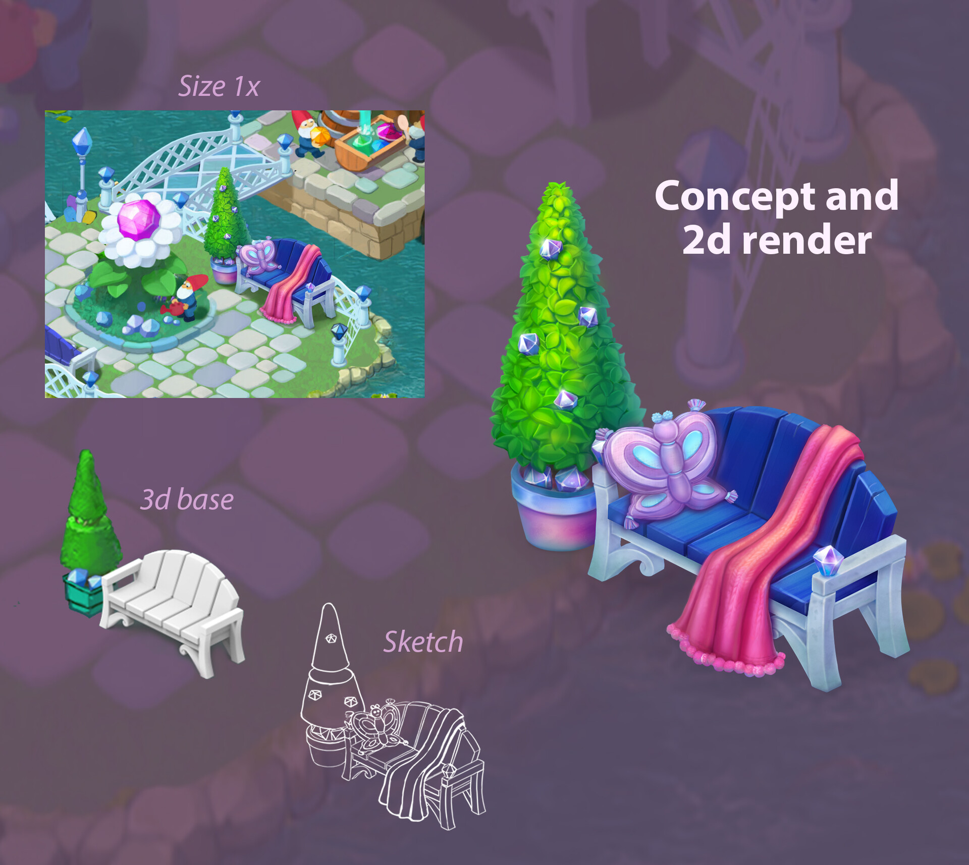 ArtStation - Bench concept and 2d render for game