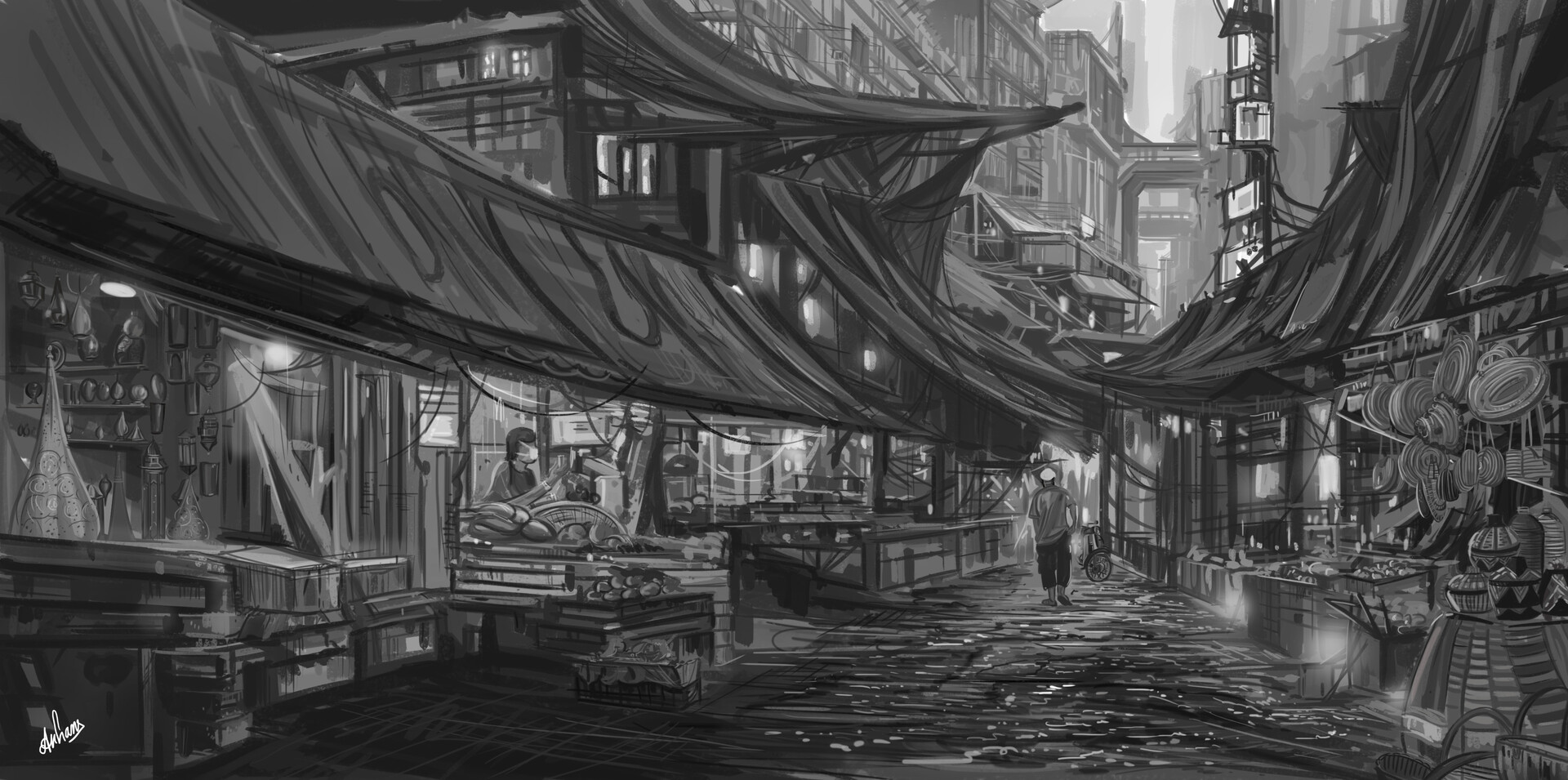 ArtStation - Middle Eastern Market sketch