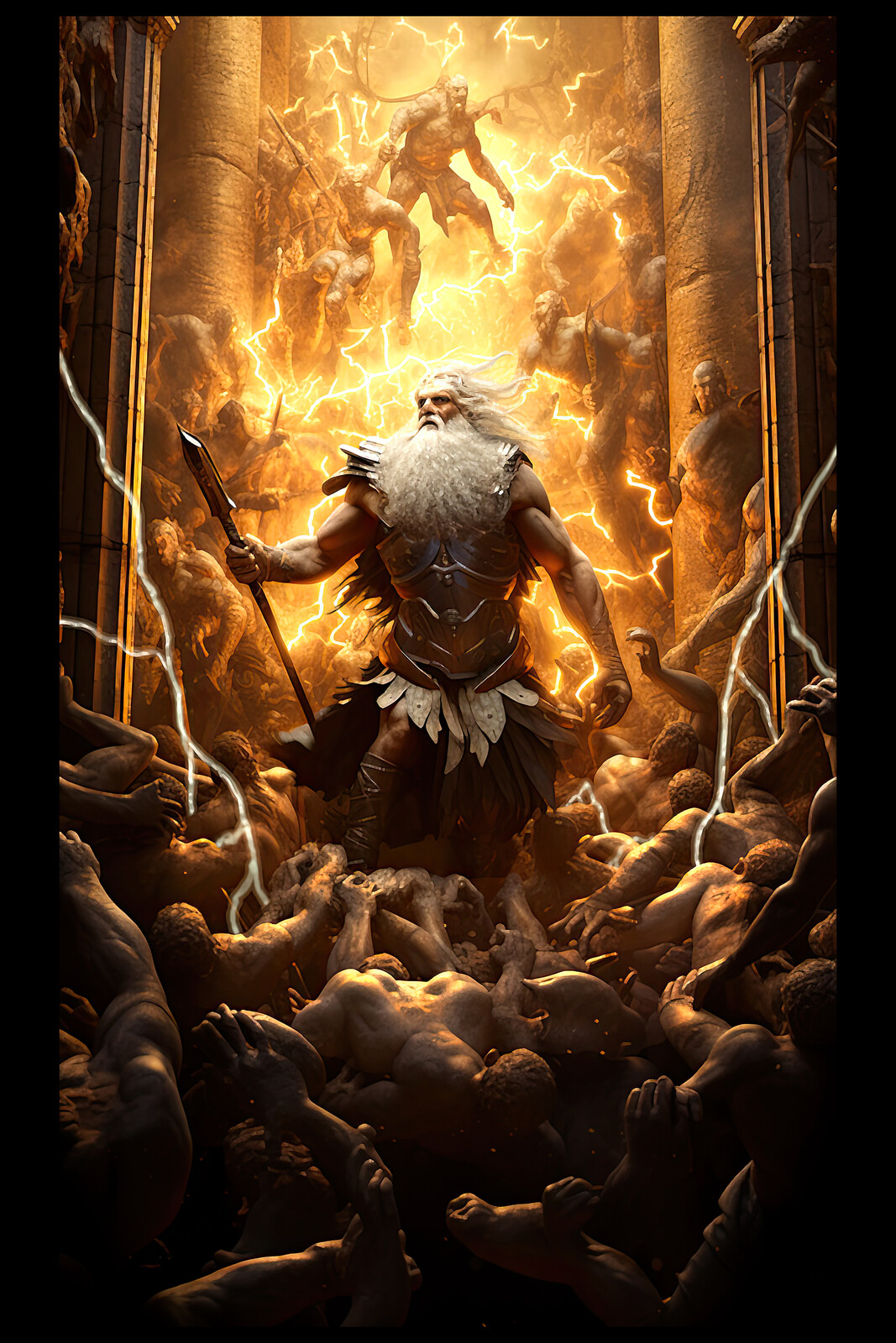 D. Murphy - Zeus Fighting Off Zombies At The Gates Of Olympus