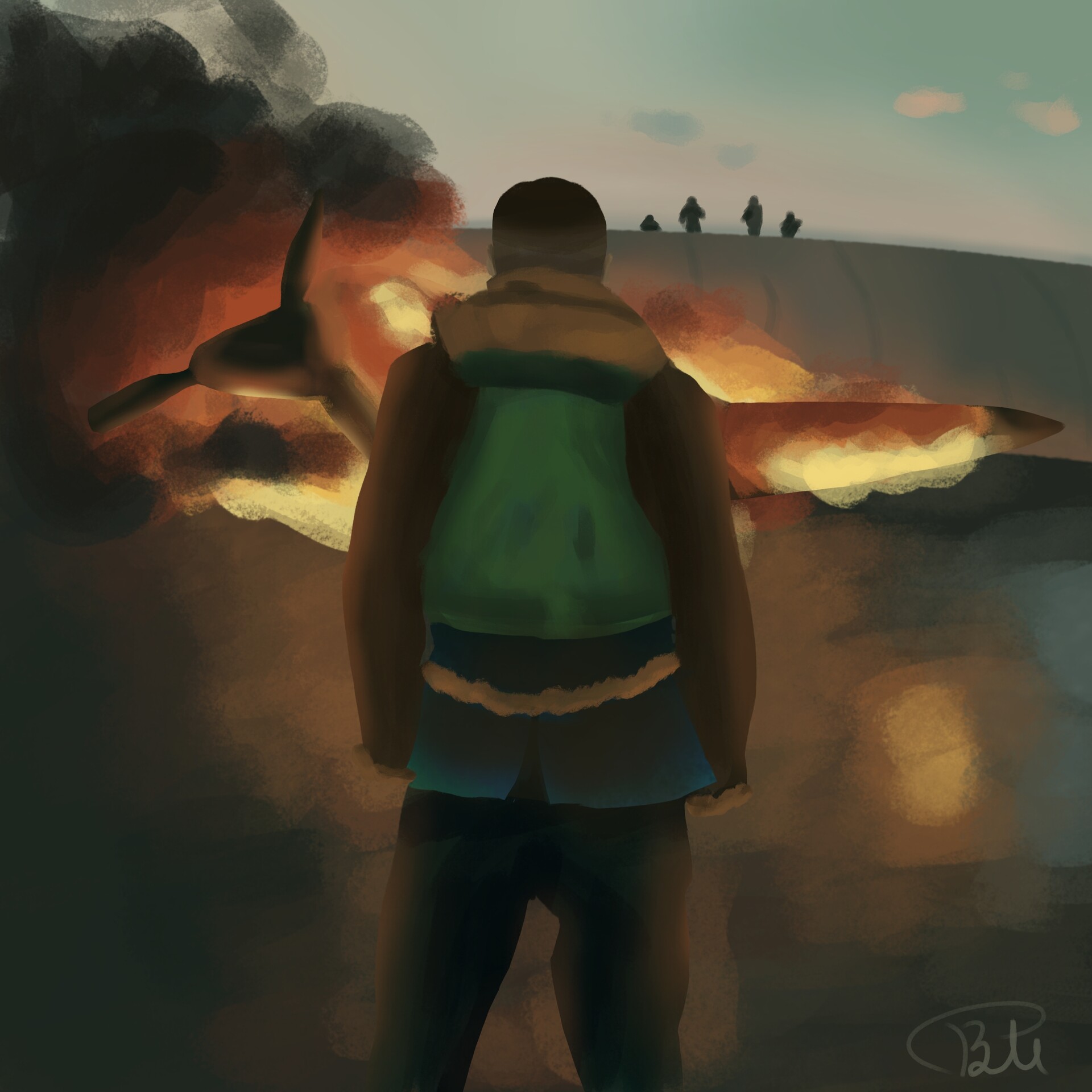 ArtStation - Dunkirk Plane on Fire