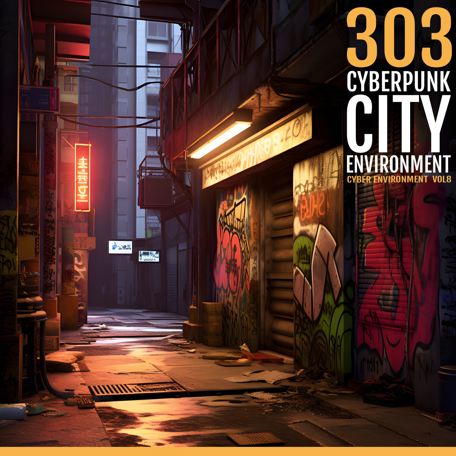 ArtStation - 303 Cyberpunk Environments VOL8 [City]