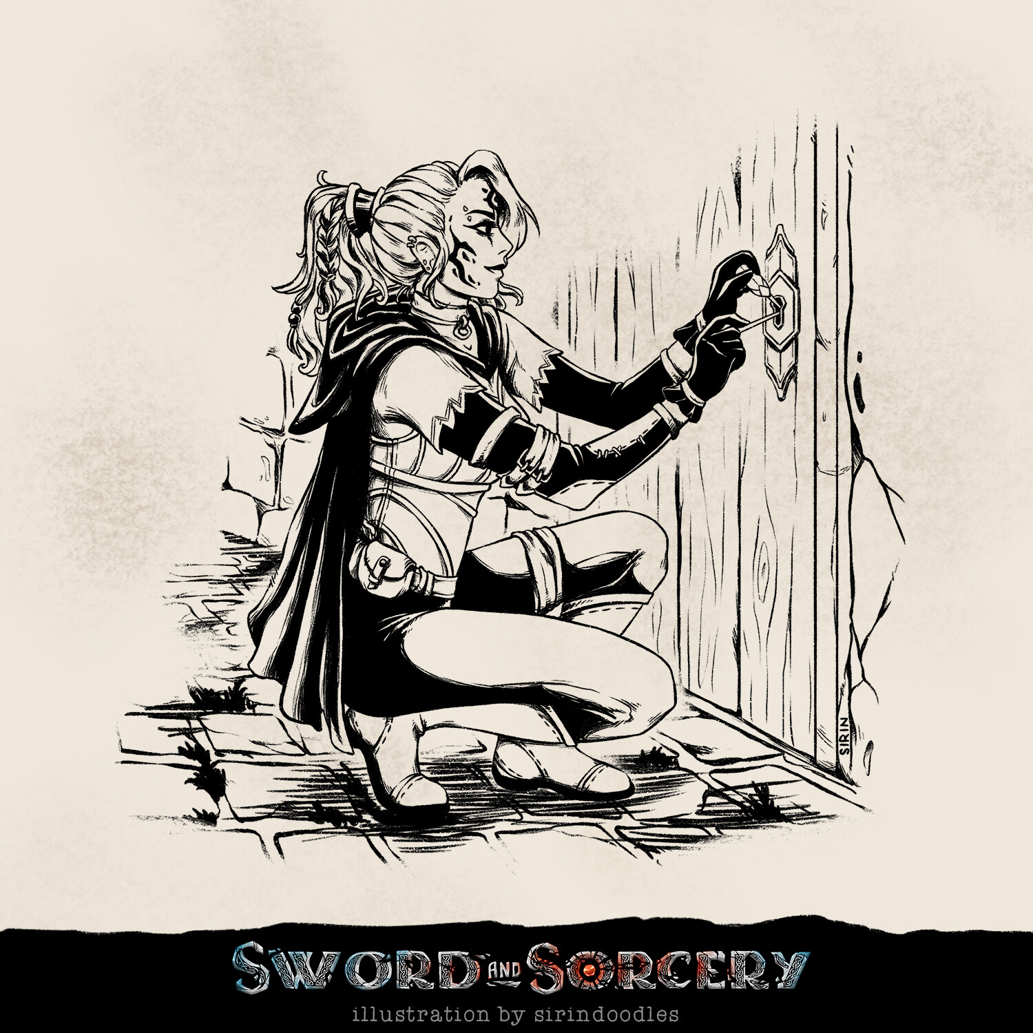 Sirin Doodles - Lockpicking - Sword and Sorcery fantasy game illustration - D&D Homebrew book ...
