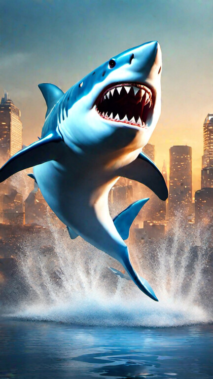 ArtStation - shark at big city