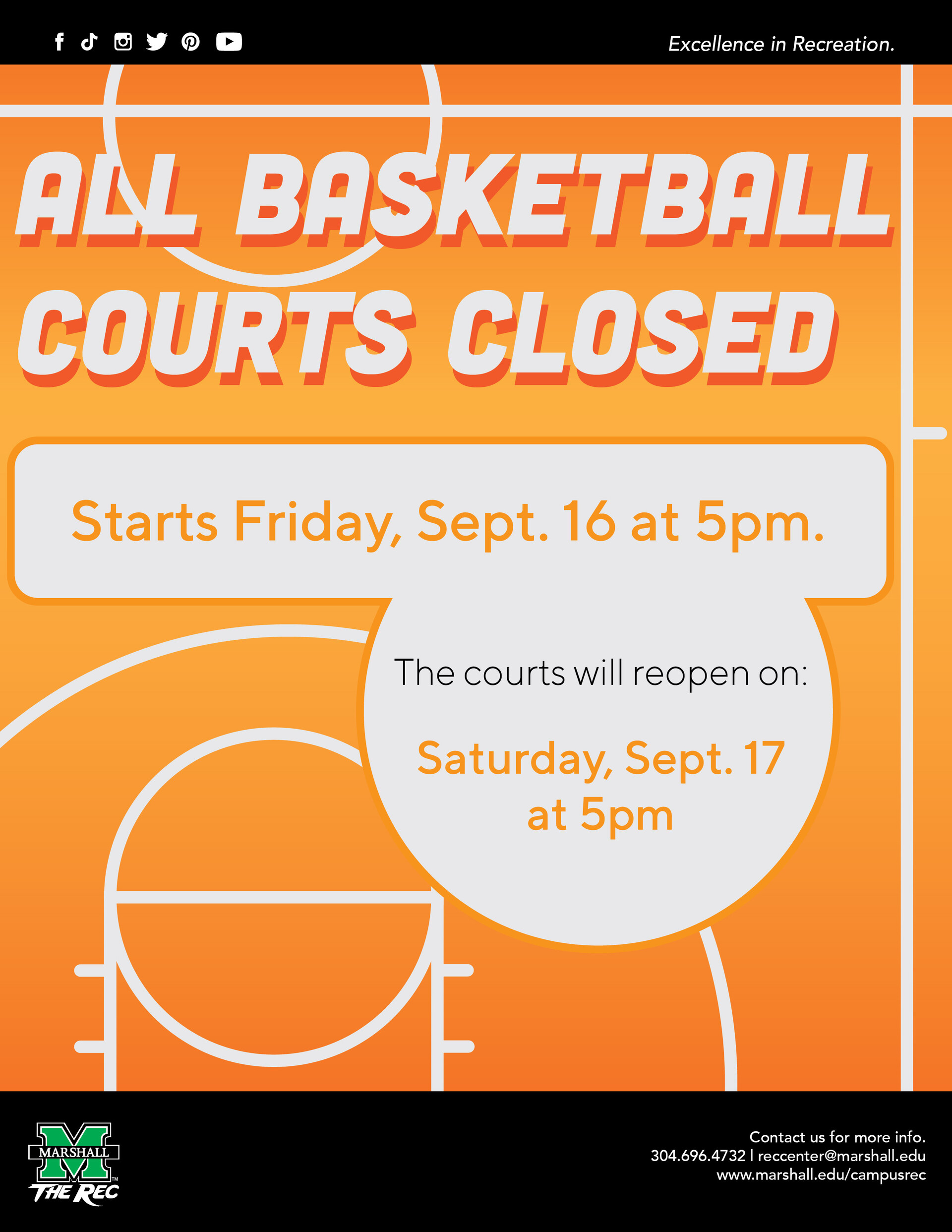 ArtStation - Basketball Court Closure Notice for MU Rec Center