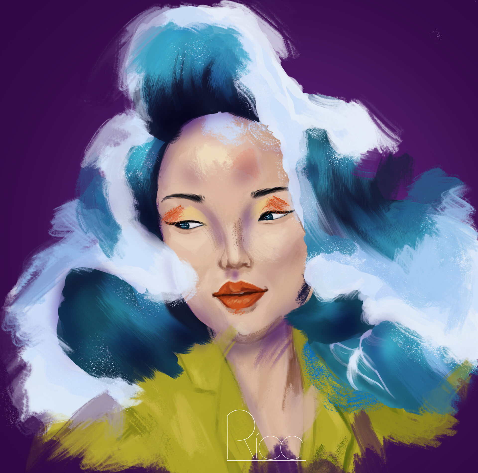 Fashion Illustration Watercolor Hair