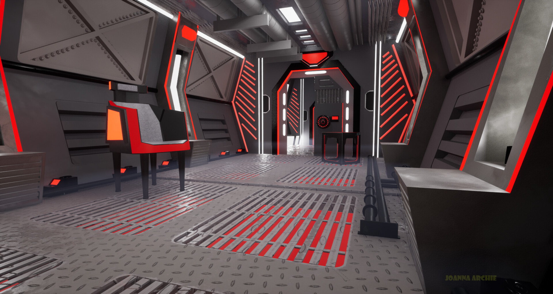 ArtStation - The Red Hall, Sci-Fi Corridor