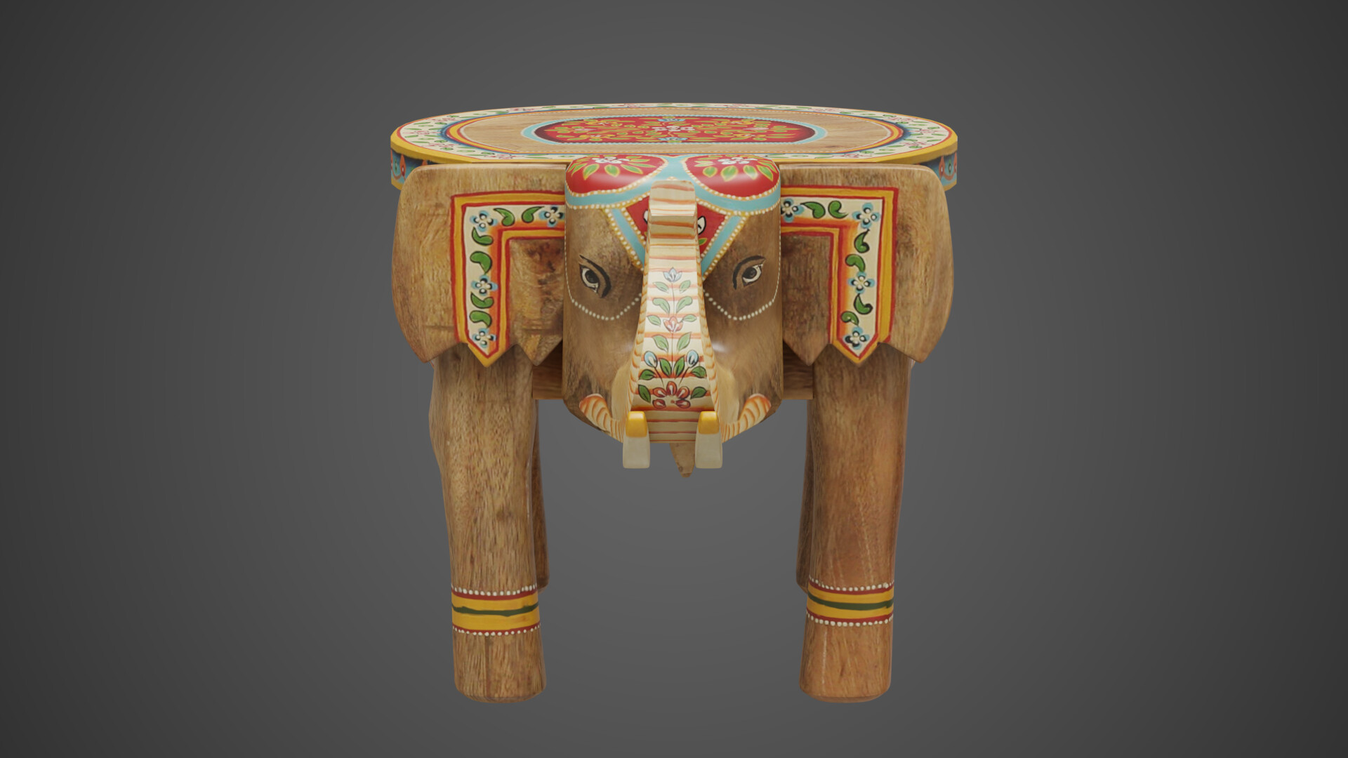 ArtStation - Elephant Stool Hand Painted