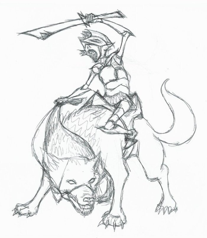 Julien Bartissol - Goblin warrior riding a warg