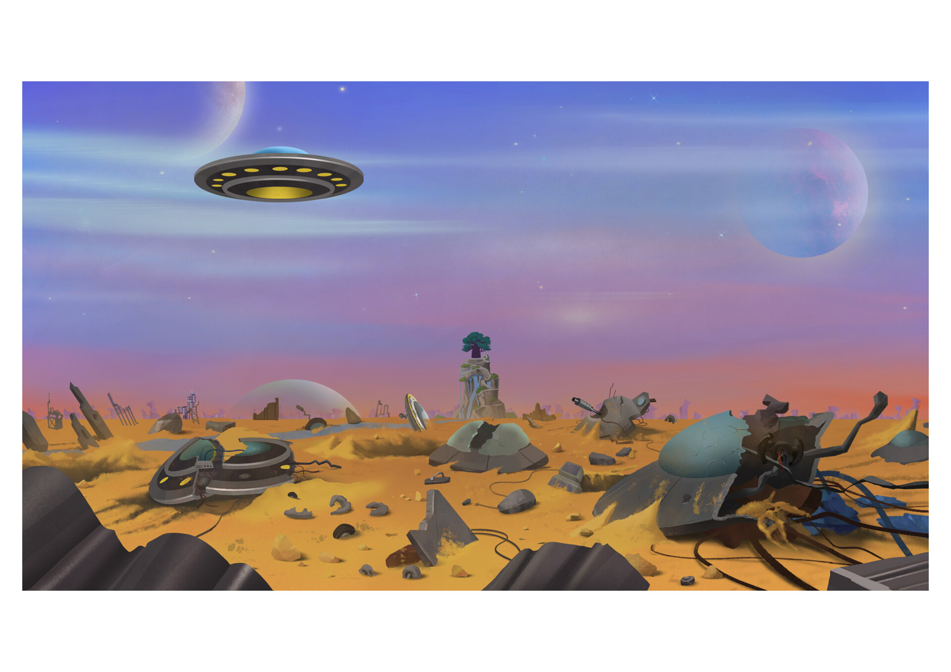 ArtStation - Desert UFO battle