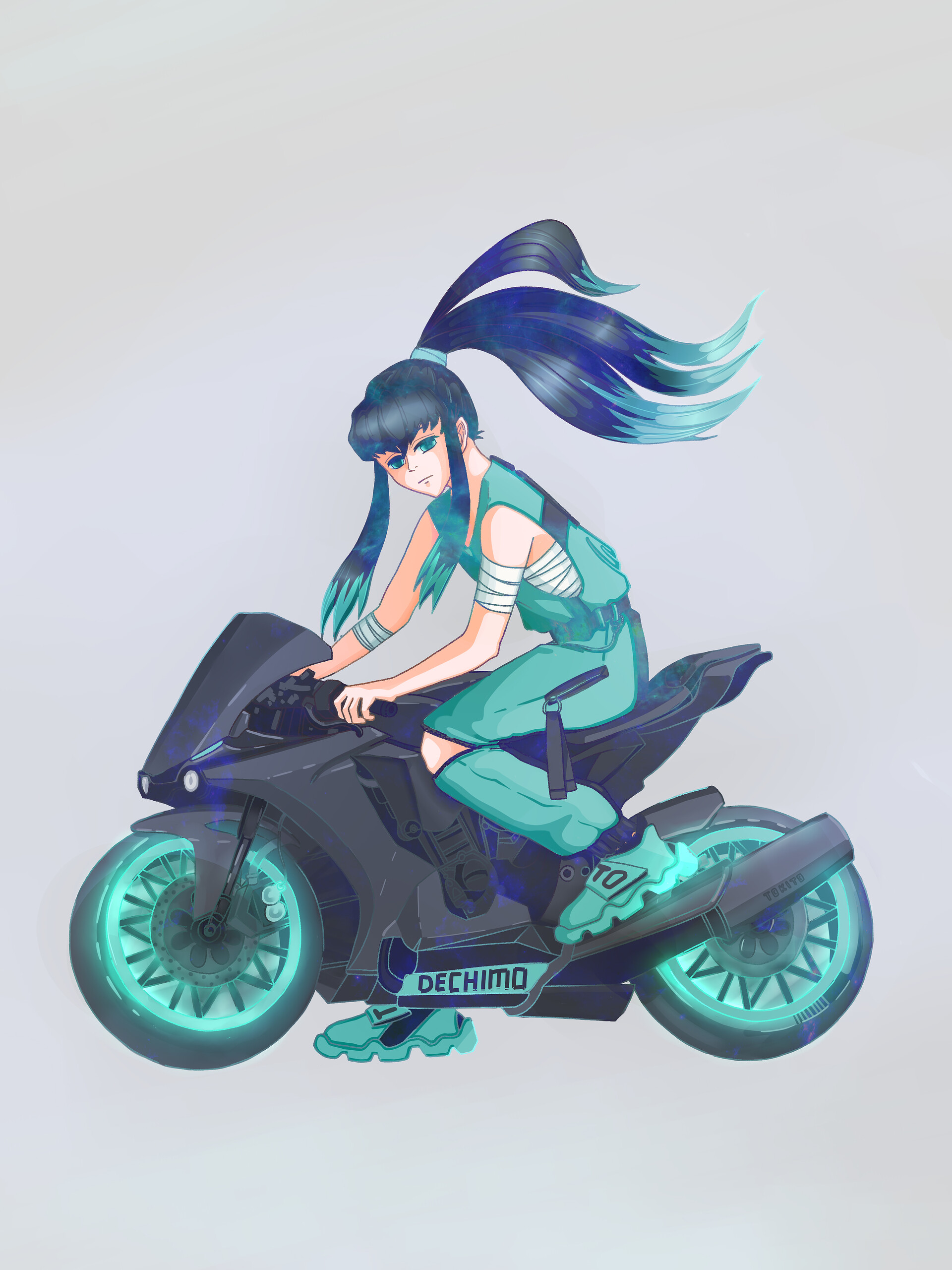 ArtStation - Muichiro Tokito on bike