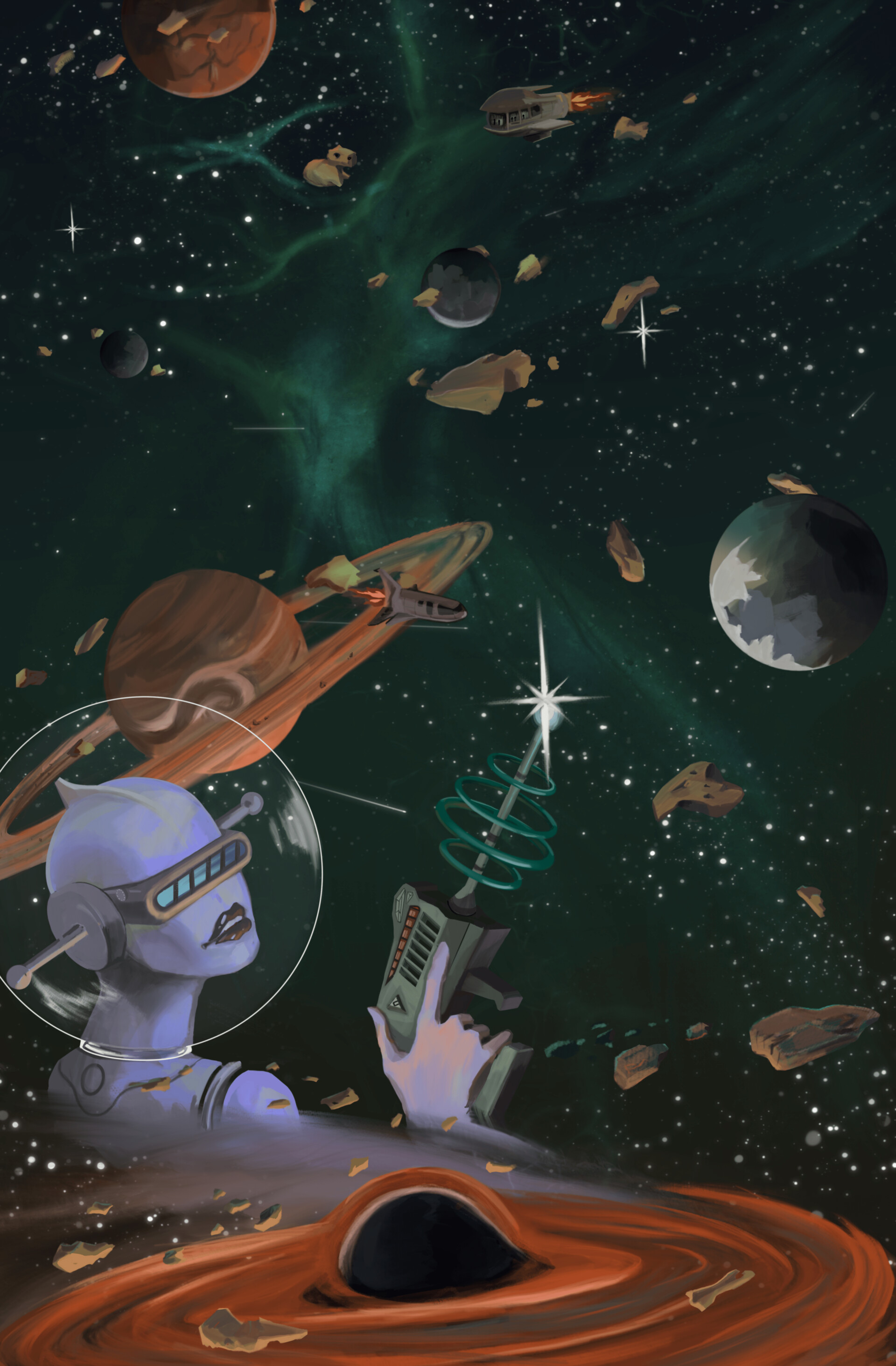 ArtStation - Retro Futuristic Background Drawing for the game 'Smash Balls'