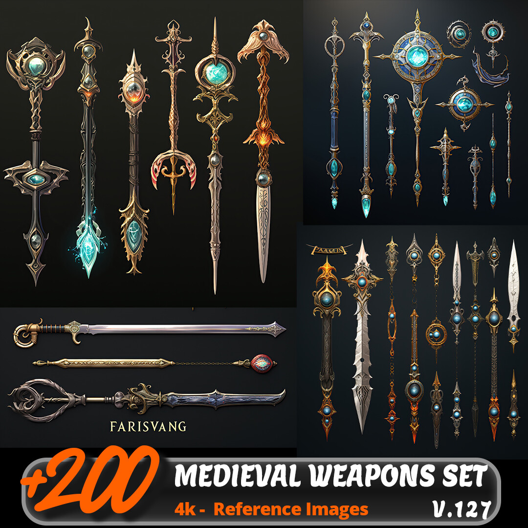 ArtStation - MEDIEVAL WEAPONS SET VOL. 127/ 4K/ Reference Image
