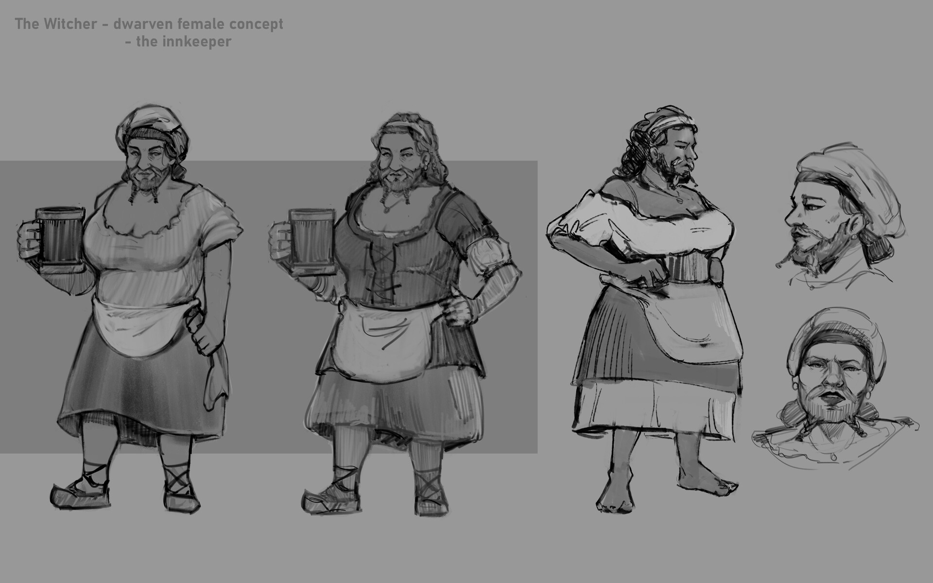Adéla "Ajkaaa" Černá - Female dwarves concepts, the Witcher