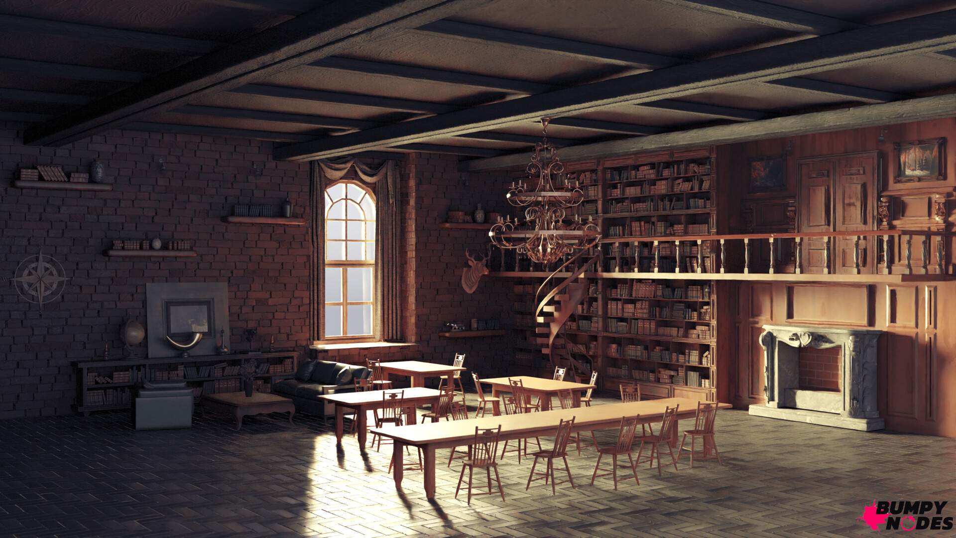 Cozy Library Wallpaper