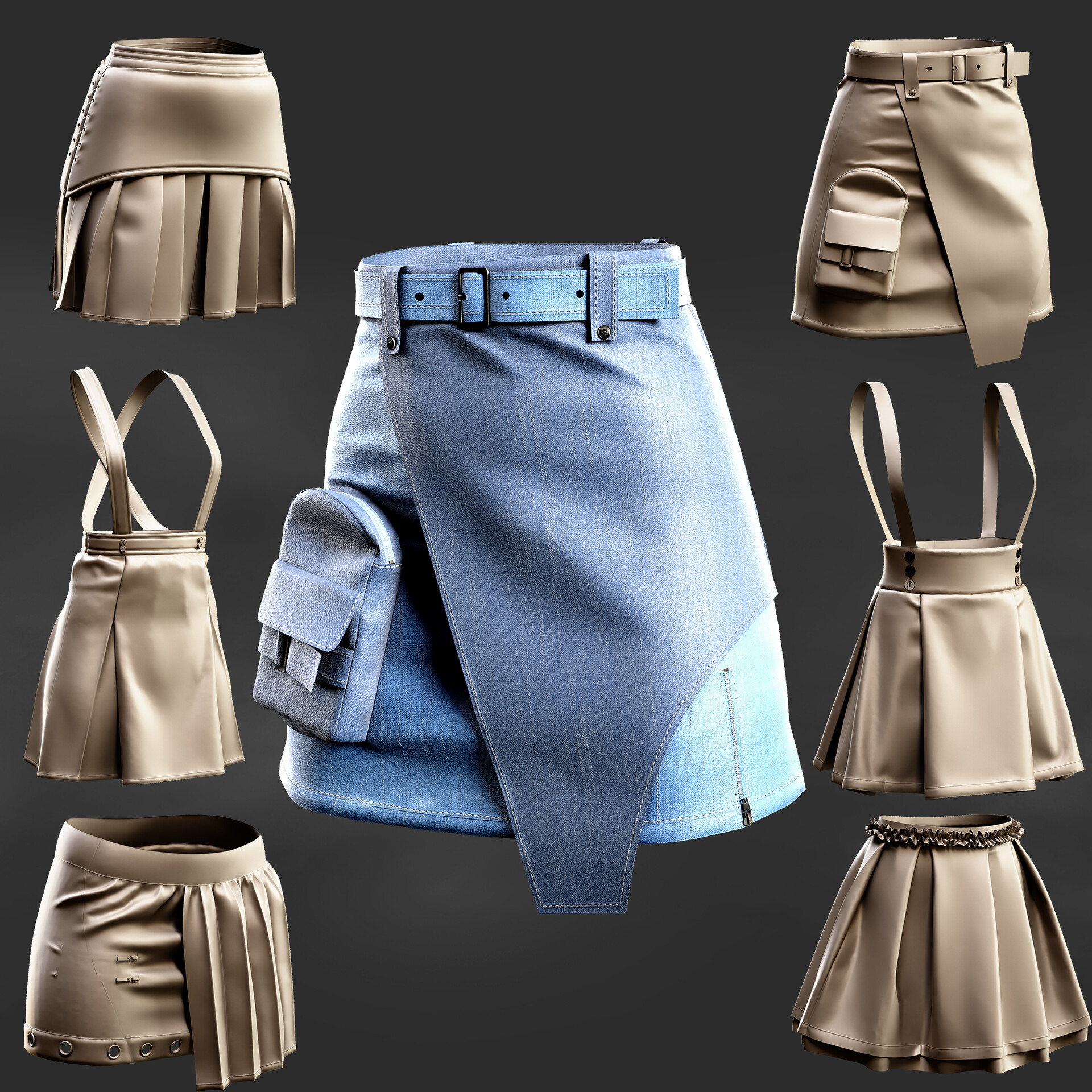 ArtStation - 7 Skirt /Marvelous Designer / 4k Textures/Smart material
