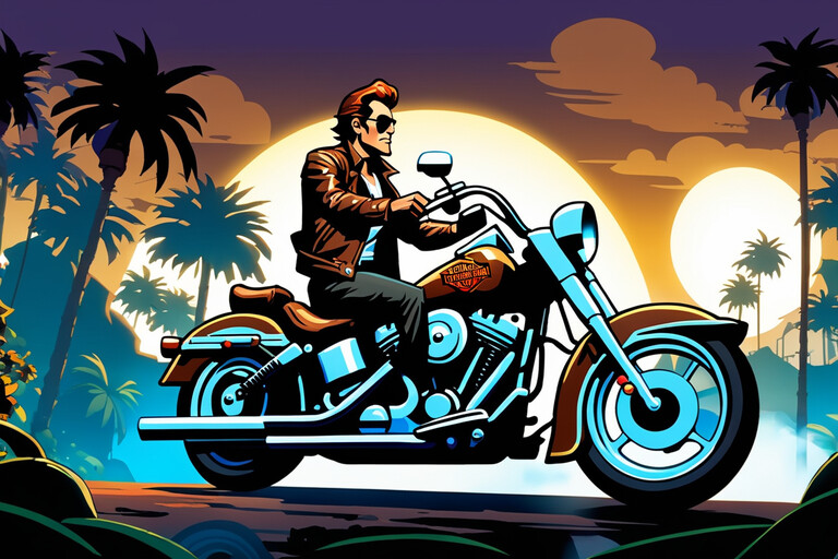 ArtStation - male riding a harley davidson motorbike